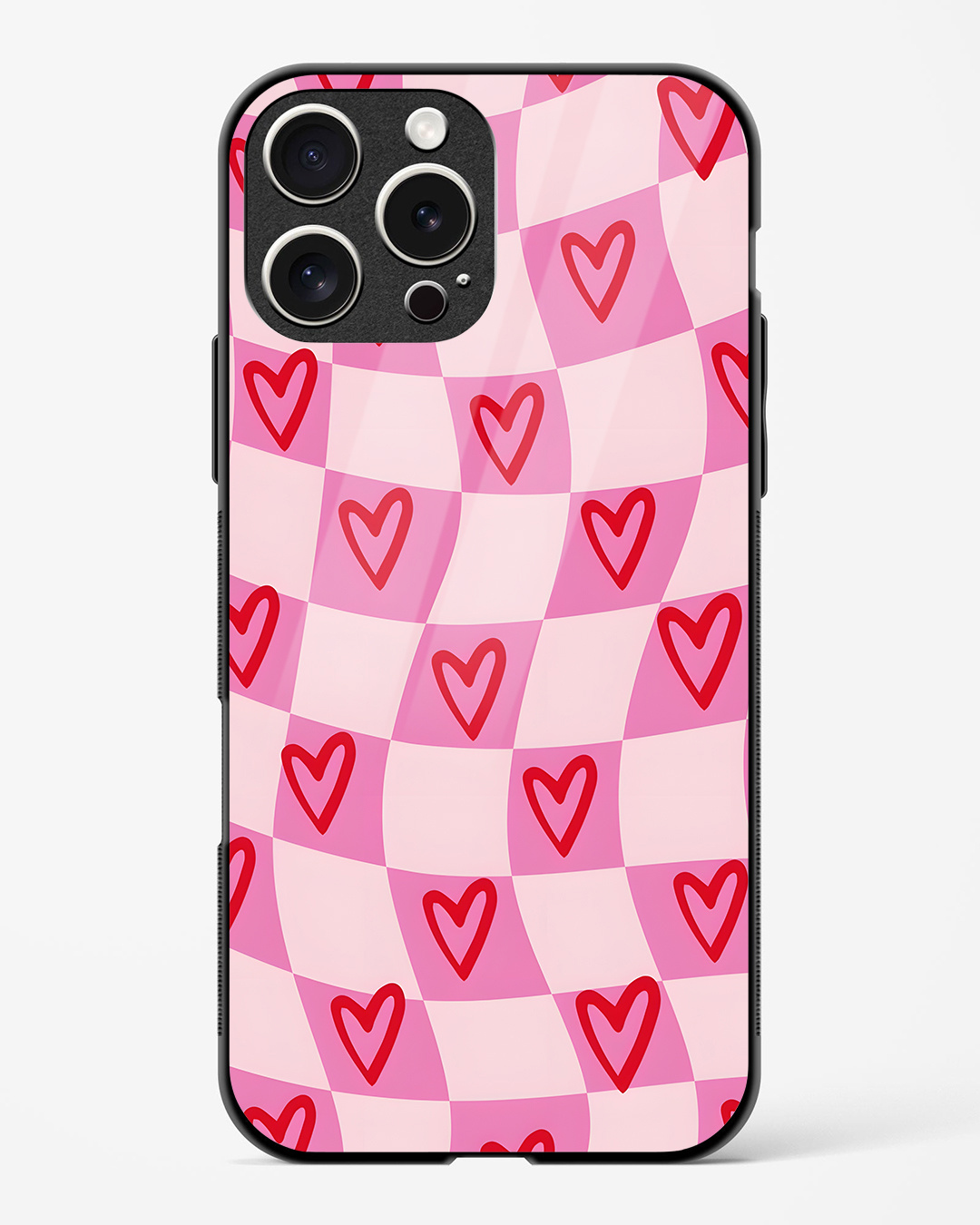 Buy Soft Peach Checkered Premium Glass Case for Apple iPhone 16 Pro Max Online in India at Bewakoof