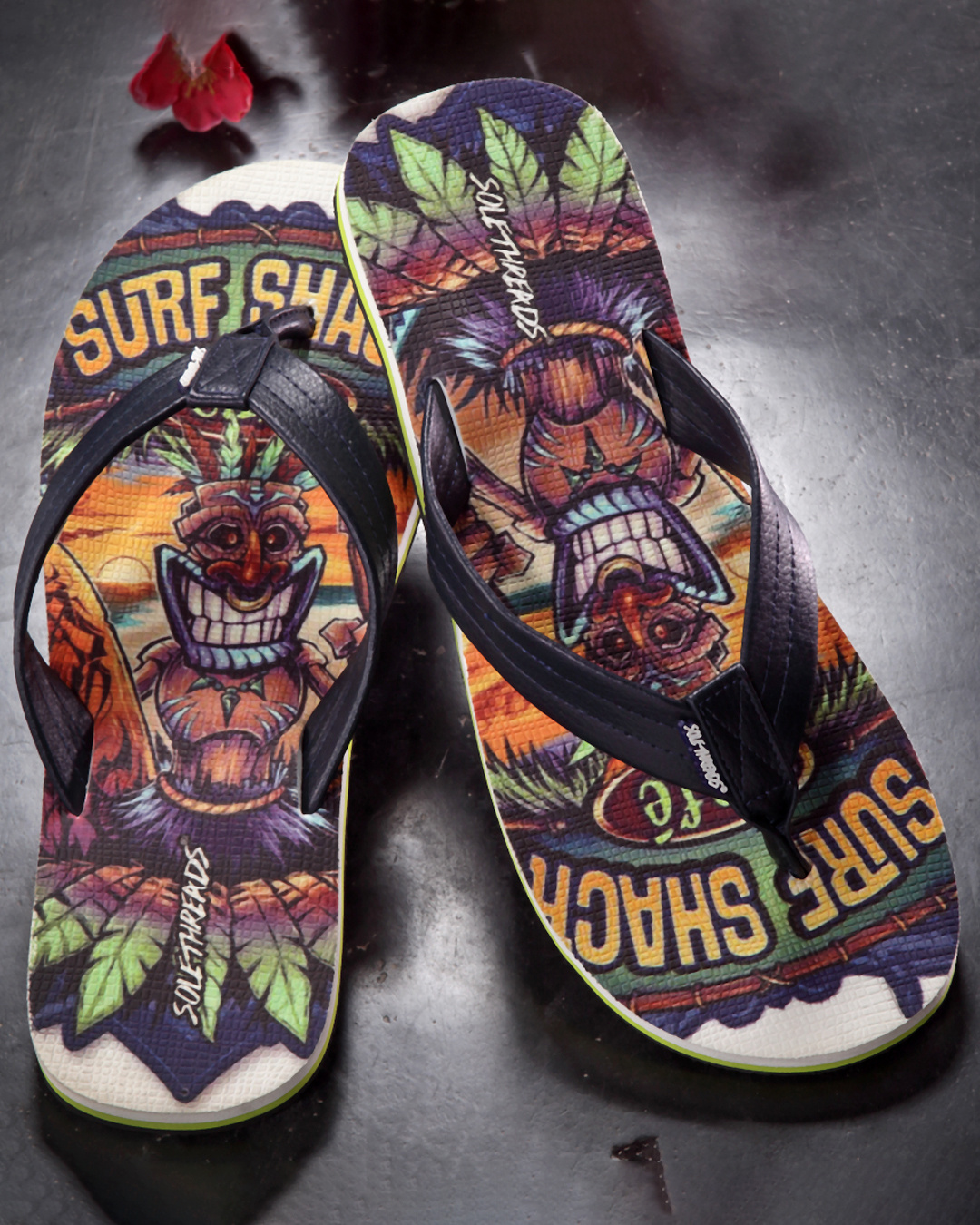 Buy Men's Multicolor Surf Print Beach Flip Flops Online in India at ...