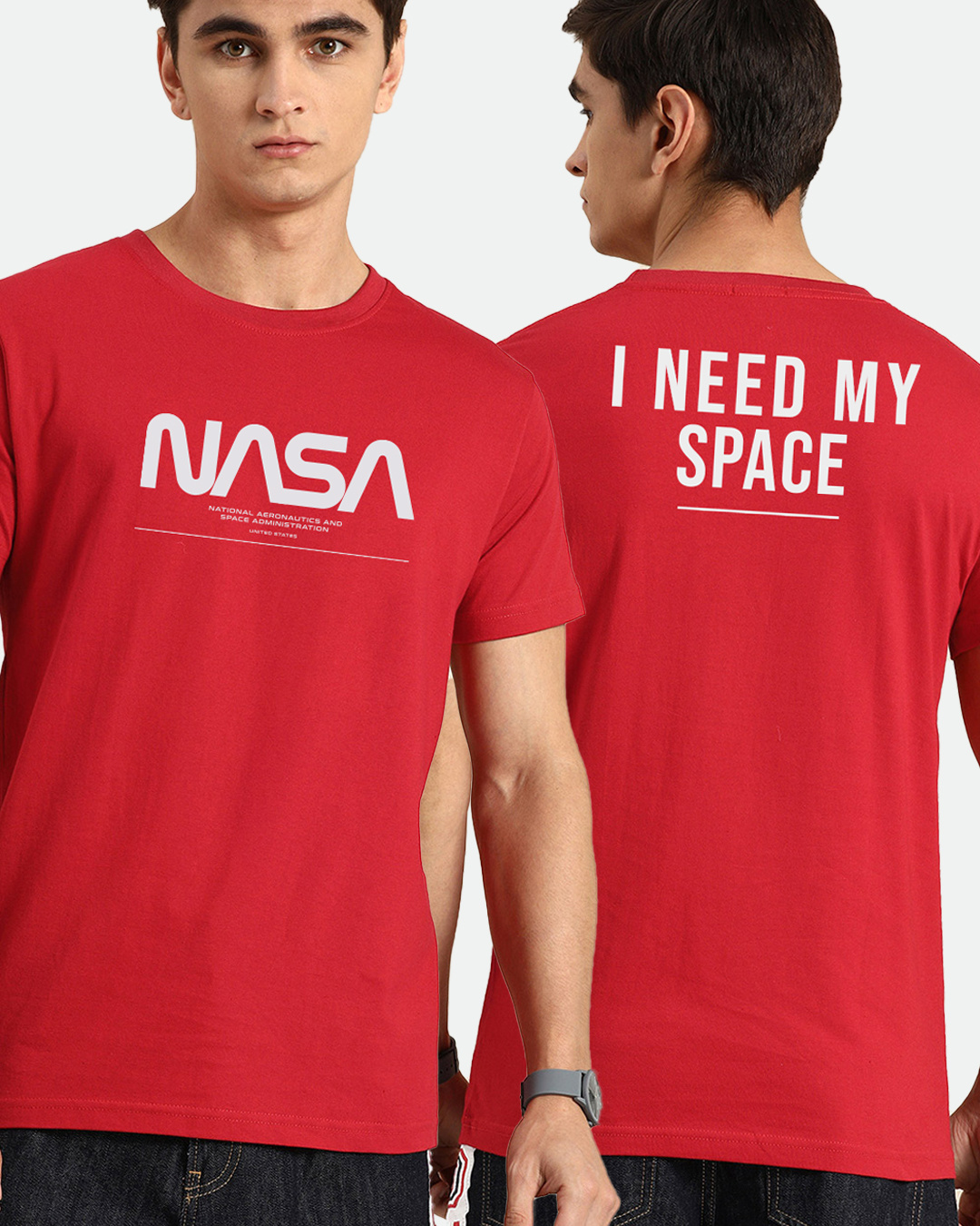 Buy Spaced NASA Half Sleeve T-Shirt for Men red Online at Bewakoof