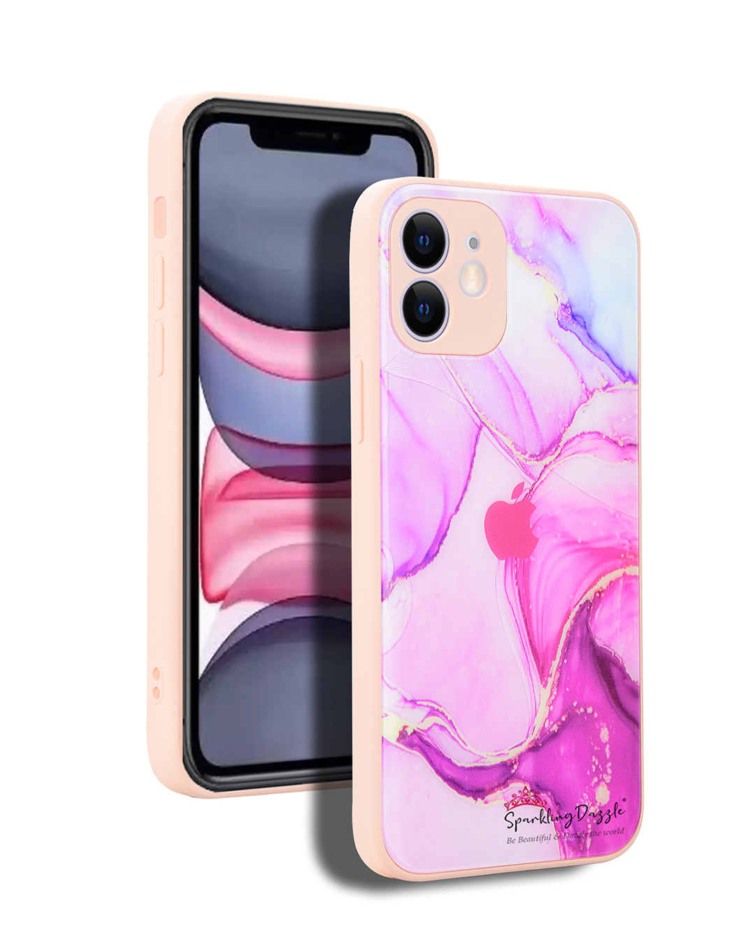 Buy Sparkling Dazzle Pink Brush Art Premium Glass Cover for Apple ...
