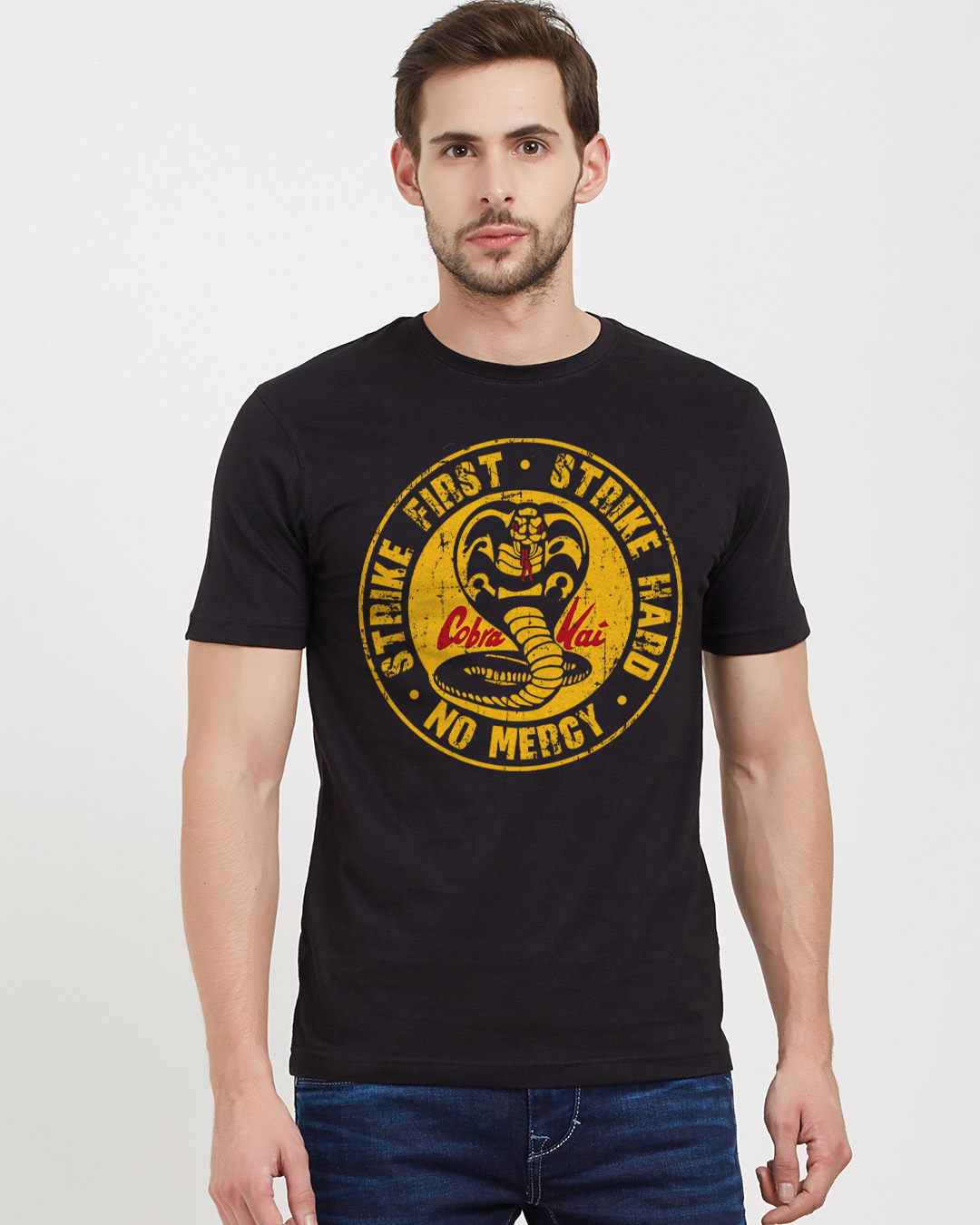 Buy Strike First. Strike Hard. No Mercy. Cotton Half Sleeves T-Shirt ...