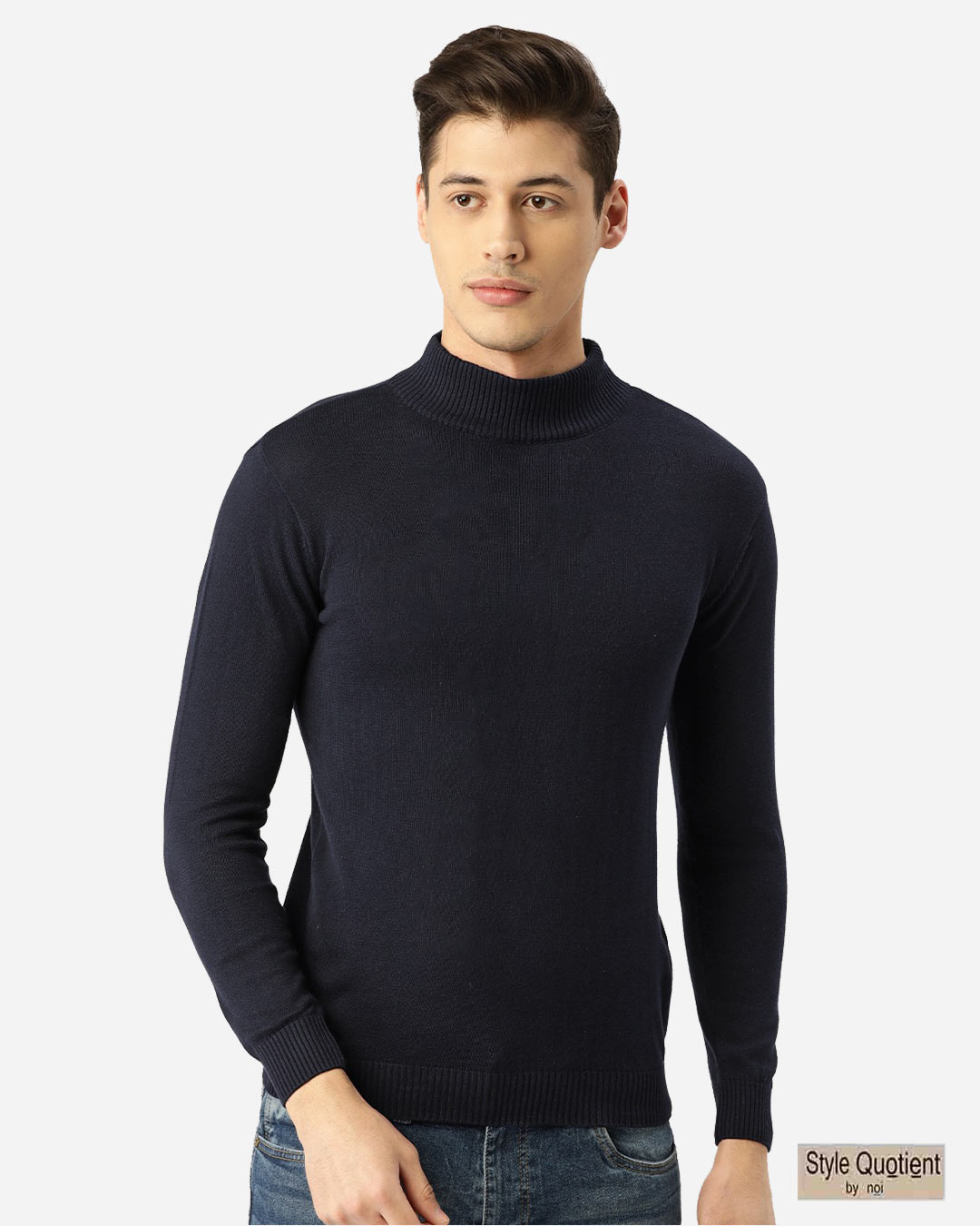 Buy Style Quotient Men Navy Blue Solid Pullover Sweater Online at Bewakoof