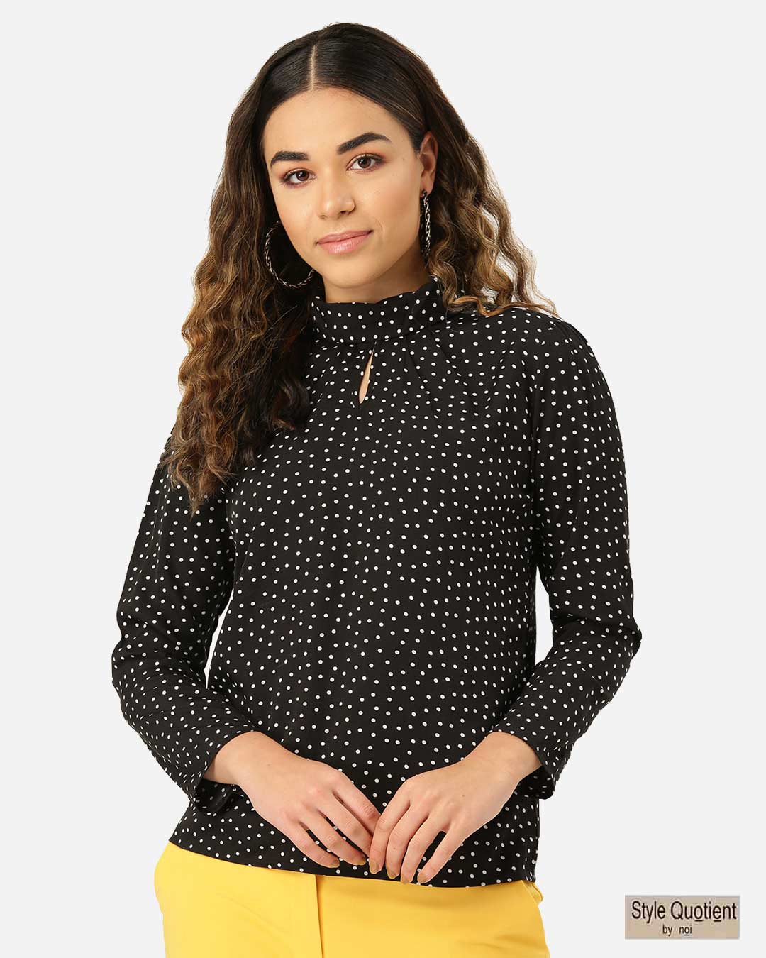 Buy Women's Black & White Polka Dot Print Top Online at Bewakoof