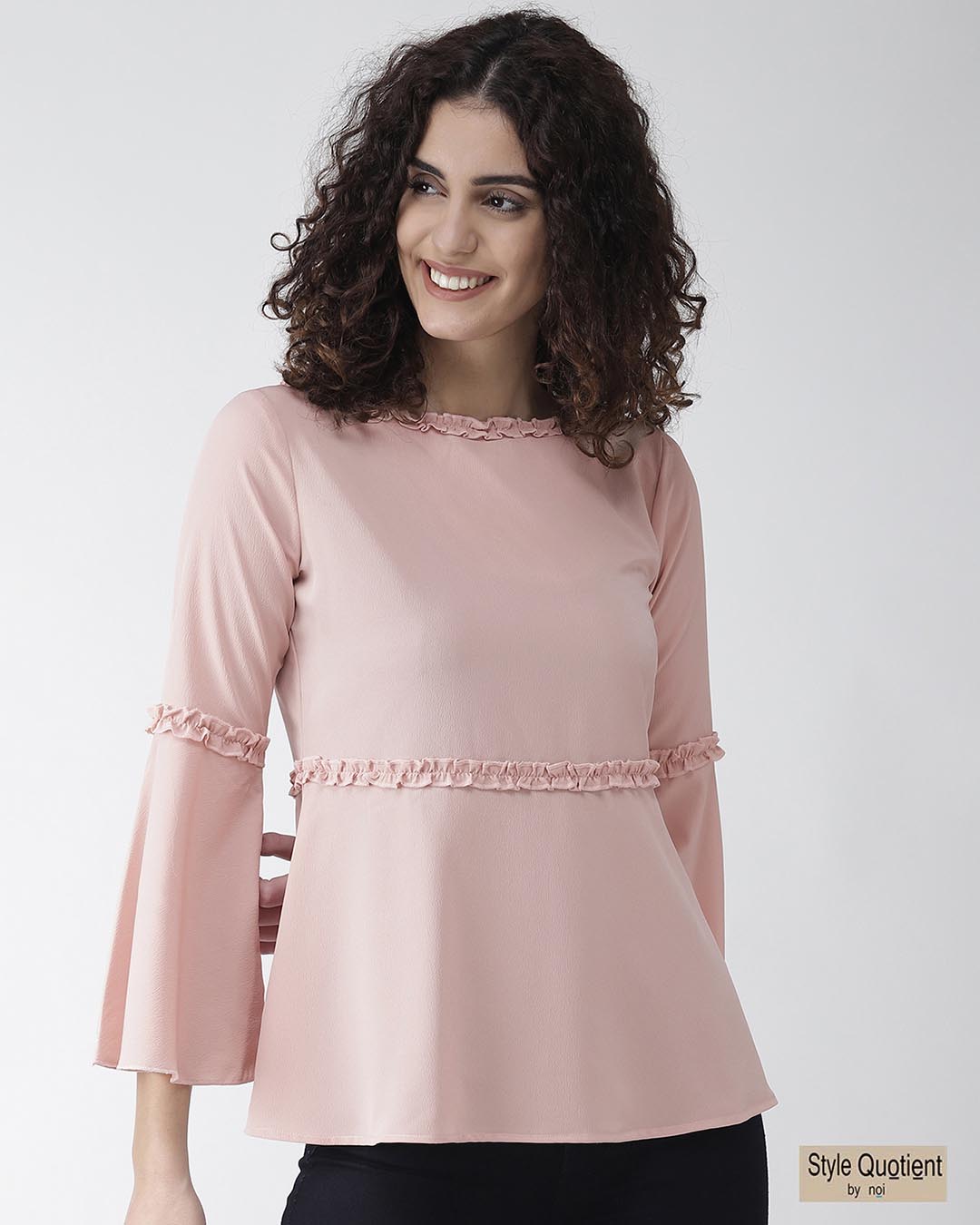 Buy Women's Peach Coloured Solid A Line Top Online at Bewakoof