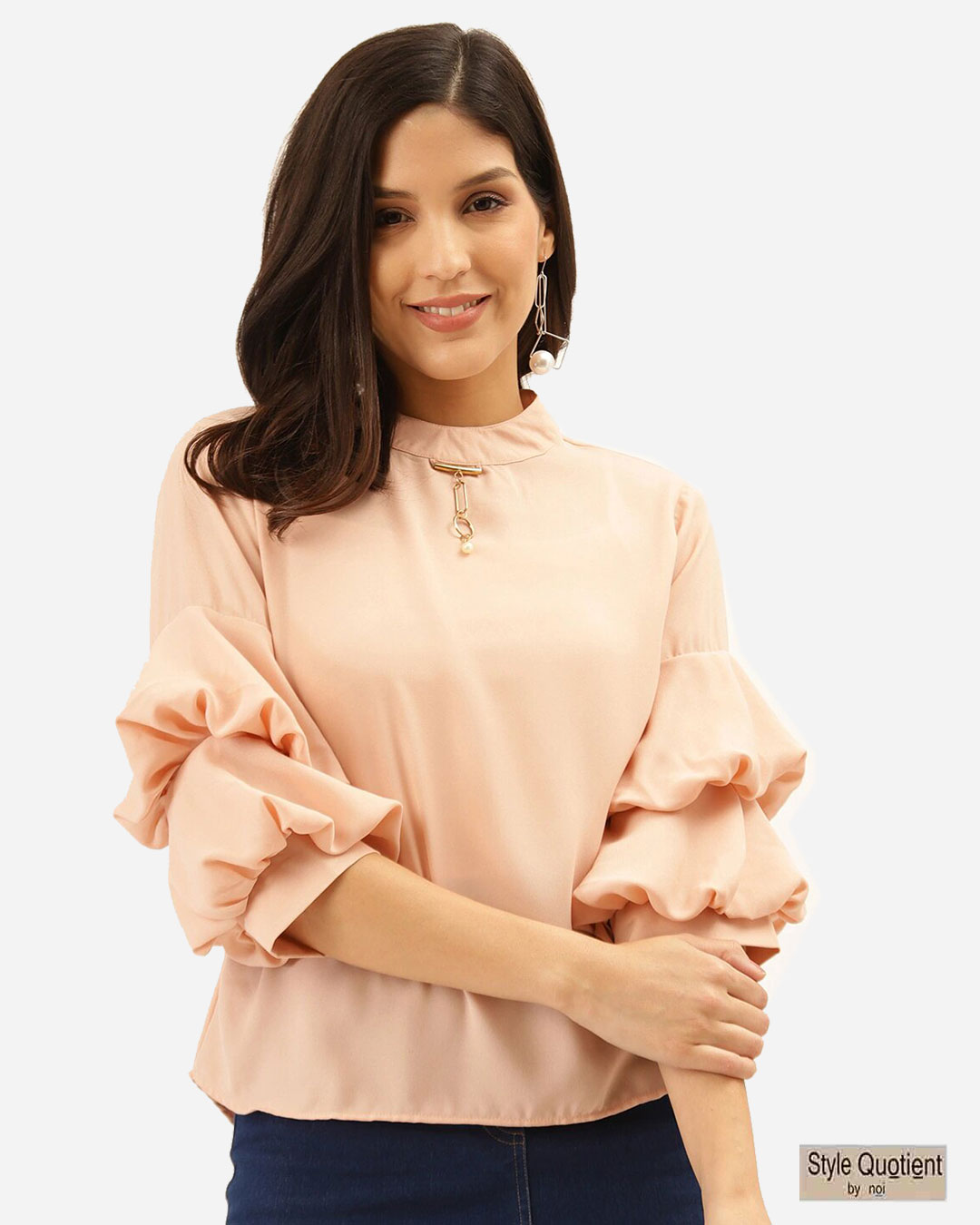 Buy Style Quotient Women Peach-Coloured Solid Top Online at Bewakoof