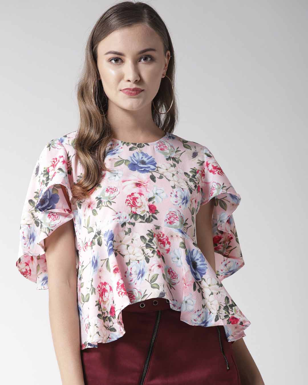 Buy Women's Pink Floral Print Top Online at Bewakoof