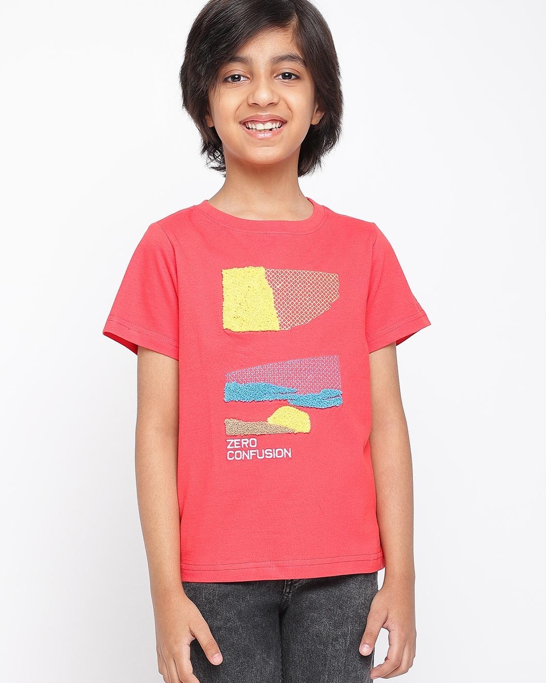 Buy Boys Red Embroidered T-shirt Online at Bewakoof