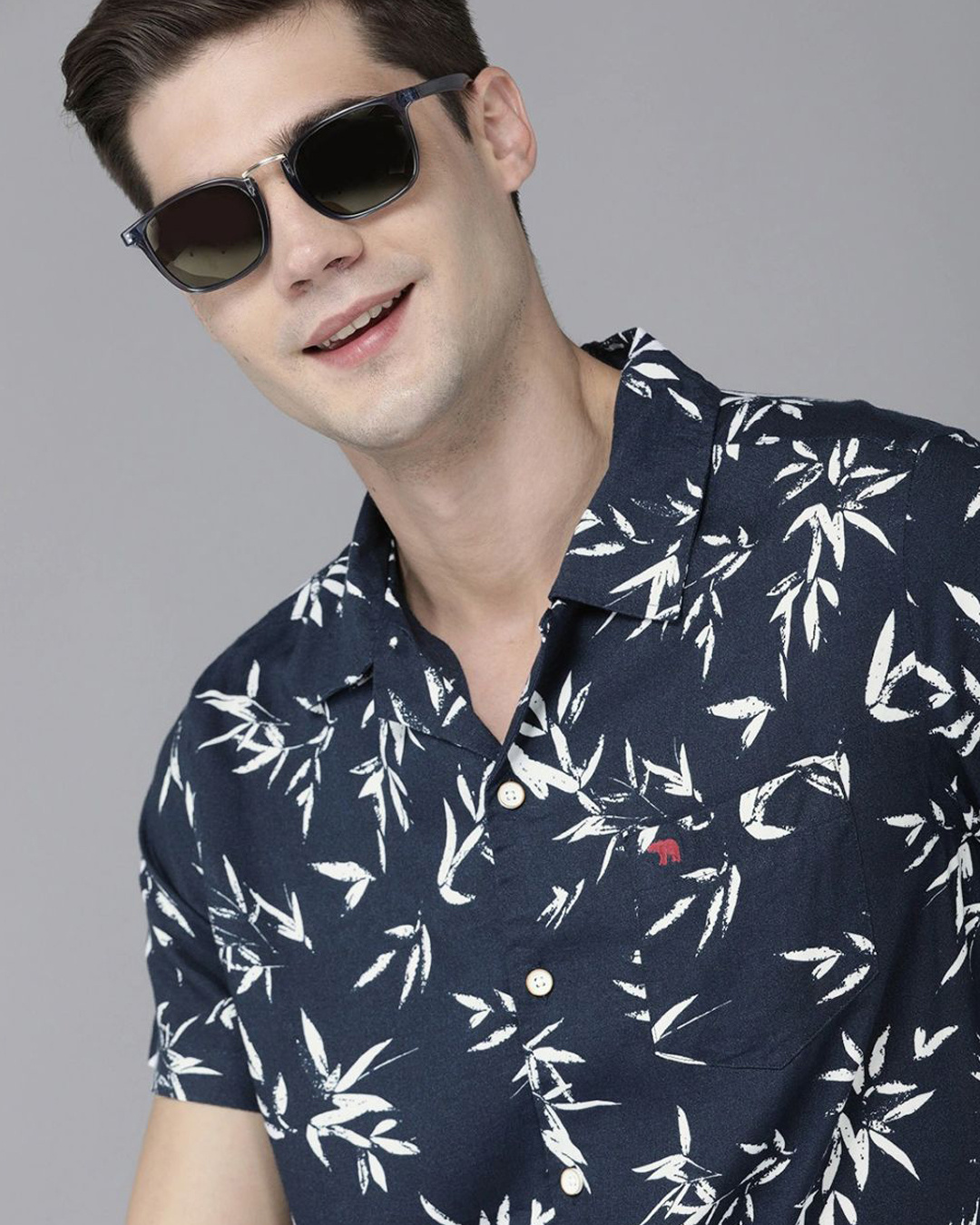 Buy Men's Blue Printed Bowling Collar Shirt Online in India at Bewakoof