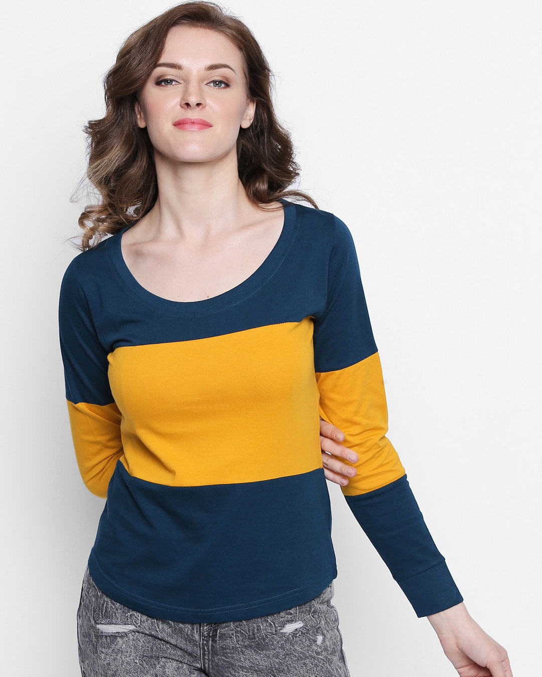 Buy Color Block Women's Round Neck T-shirt Online at Bewakoof