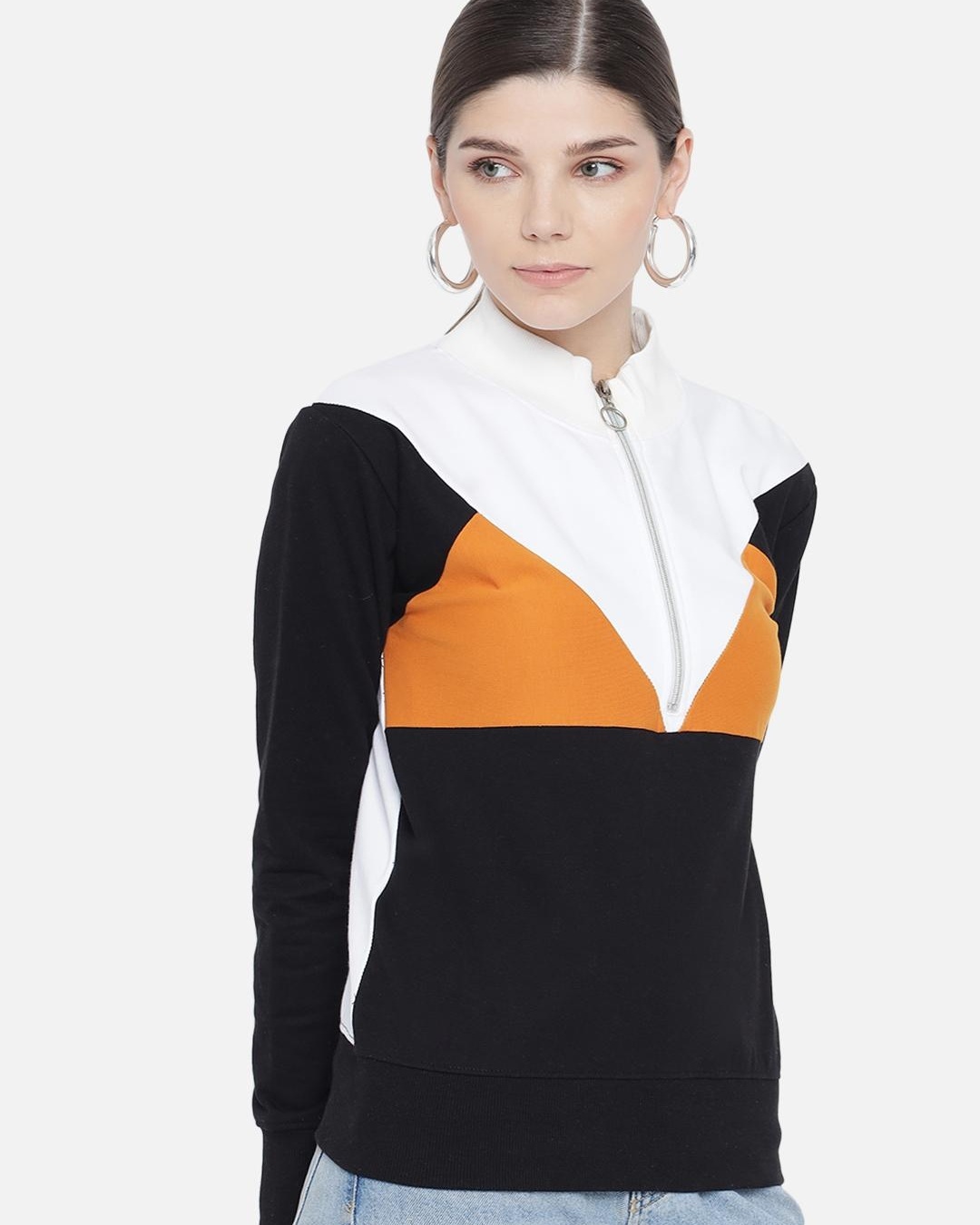 Buy The Dry State Women's Black Color Block Sweatshirt for Women Black ...