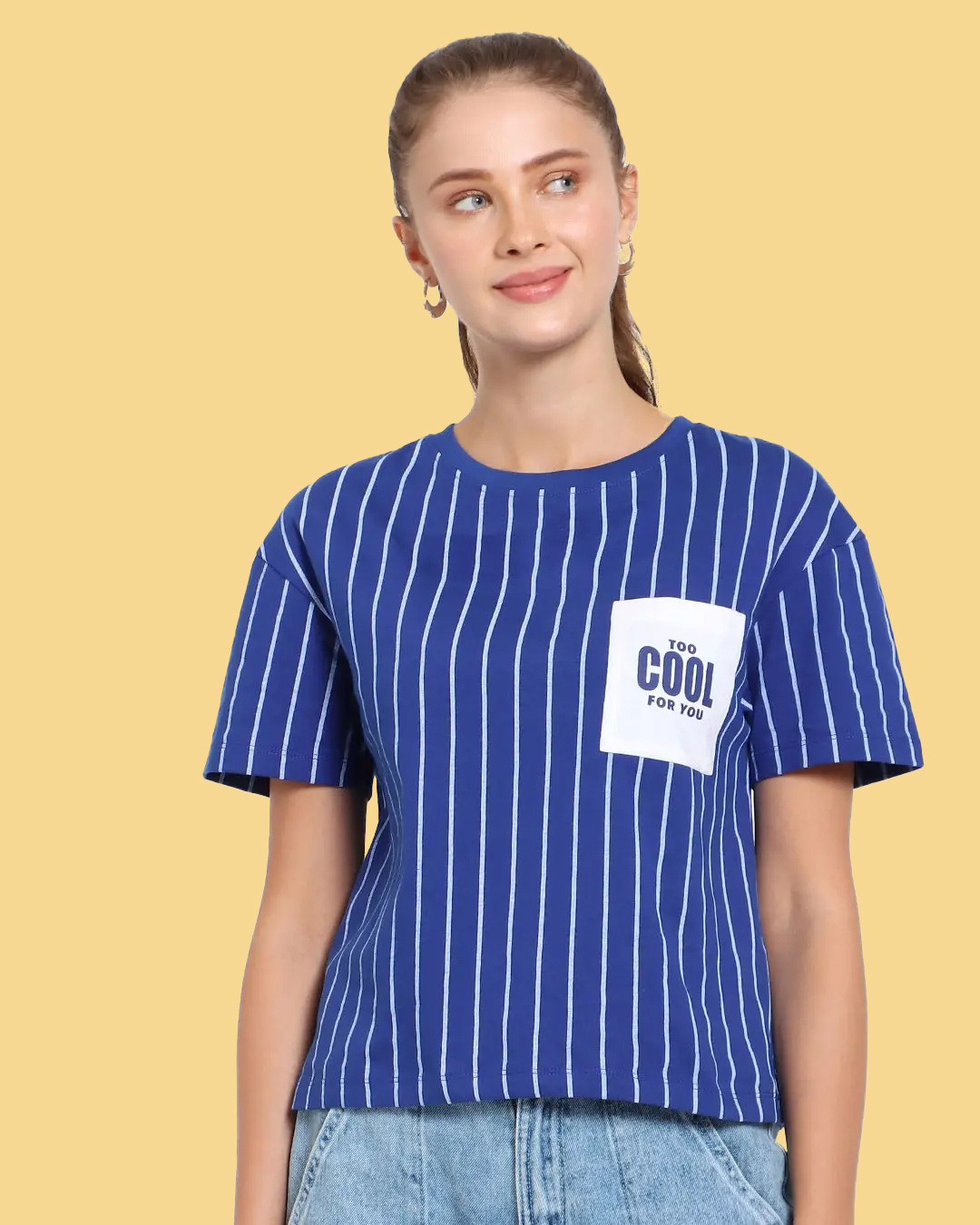 Buy Too Cool For You Pocket Stripe Relaxed Fit Short Top Online at Bewakoof