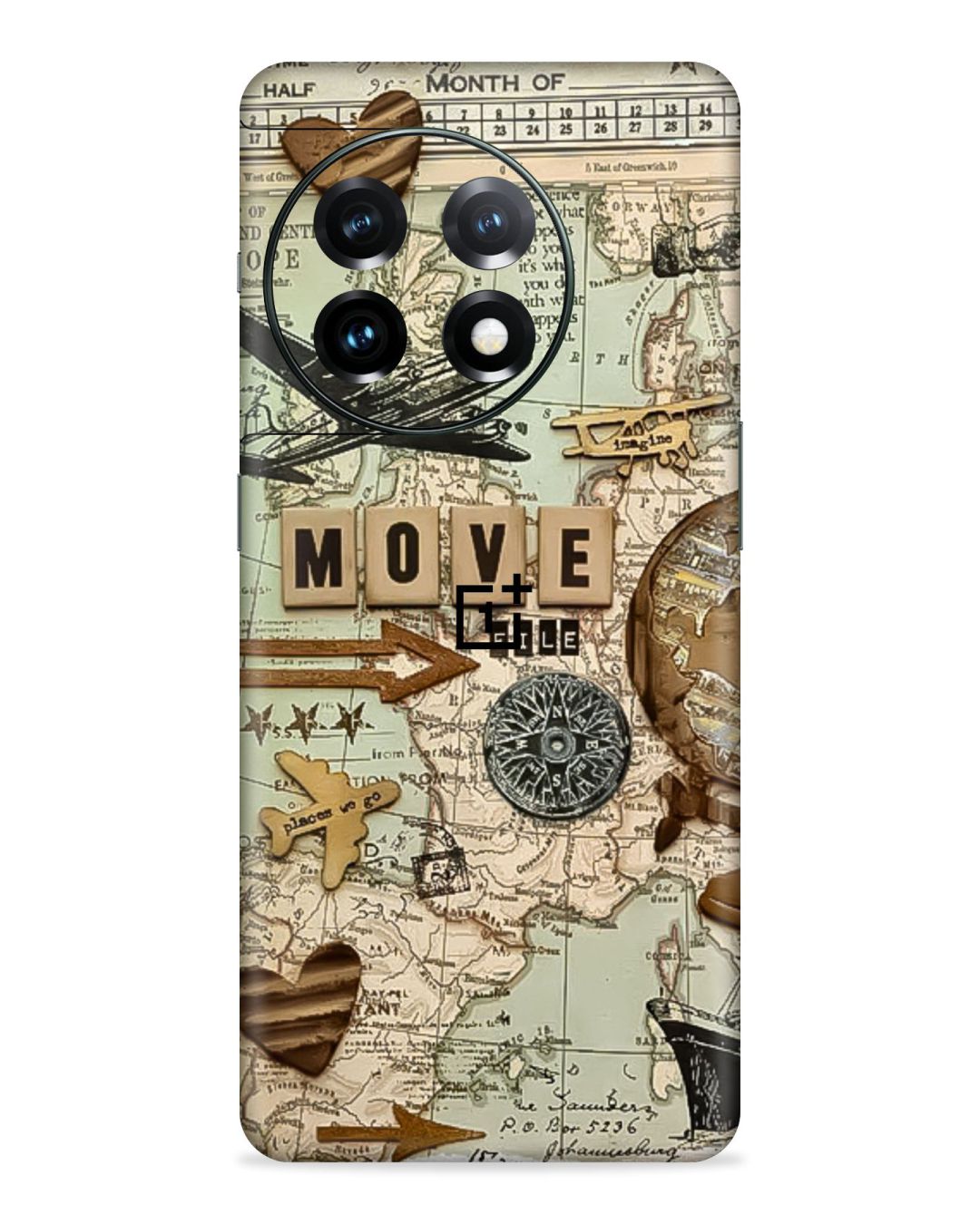 Buy Brown Travel Map Printed Mobile Skin for OnePlus 11R 5G Online in ...