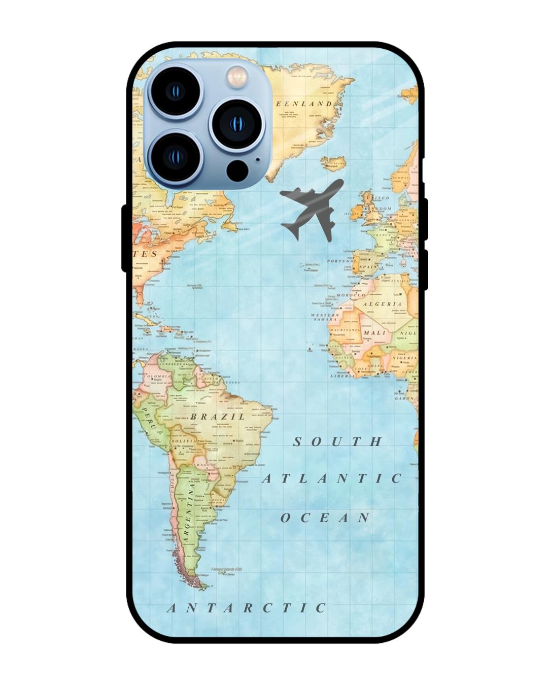 Buy Travel Map Premium Glass Case for Apple iPhone 13 Pro (Shock Proof ...