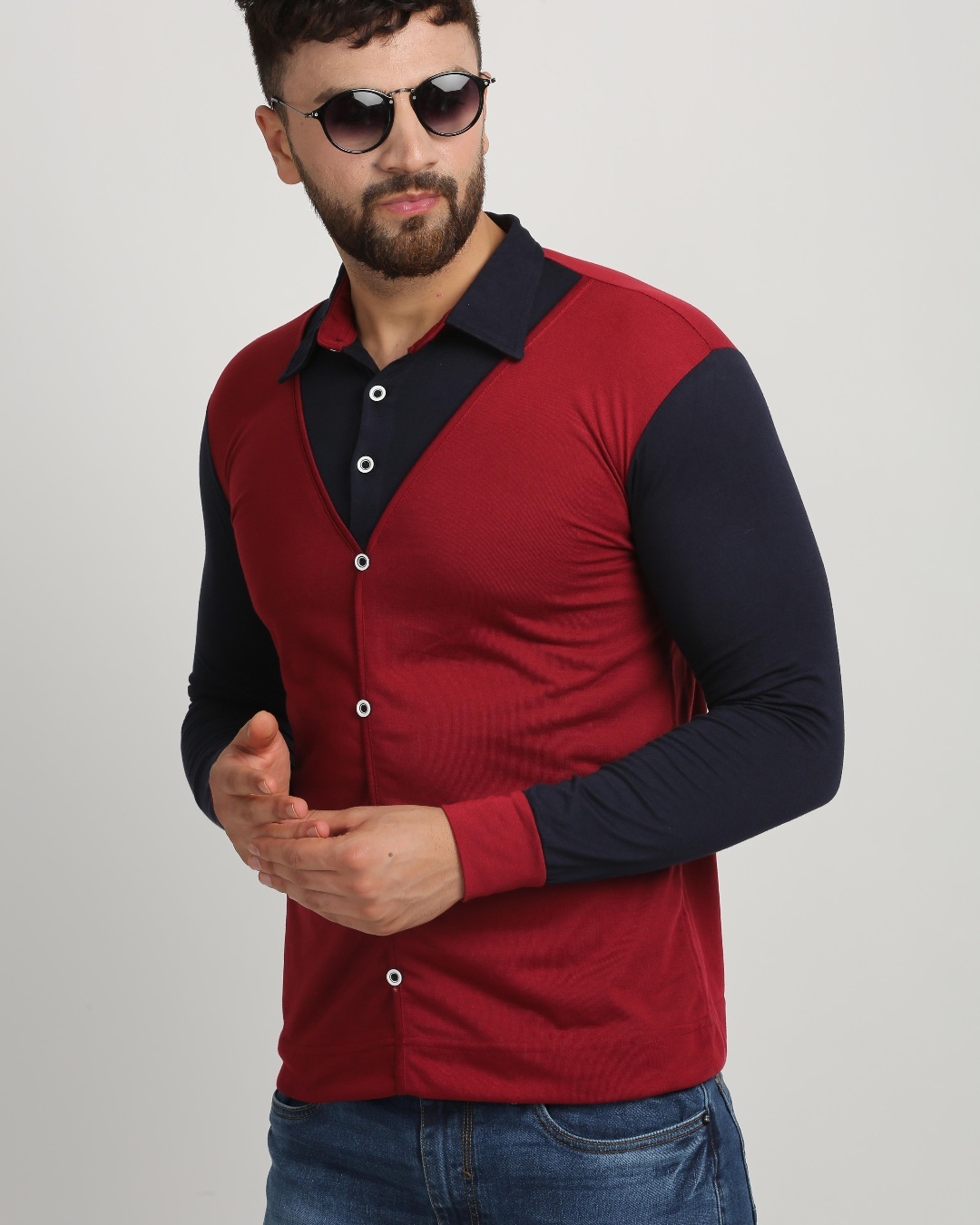 Buy Men's Maroon Color Block Slim Fit T-shirt Online at Bewakoof