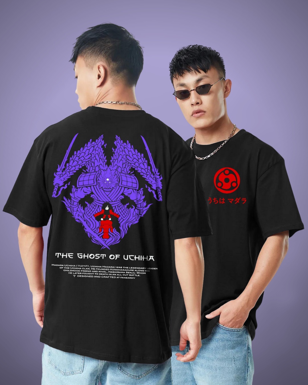 Buy Unisex Black Naruto Madara Uchiha Graphic Printed Oversized Anime T ...