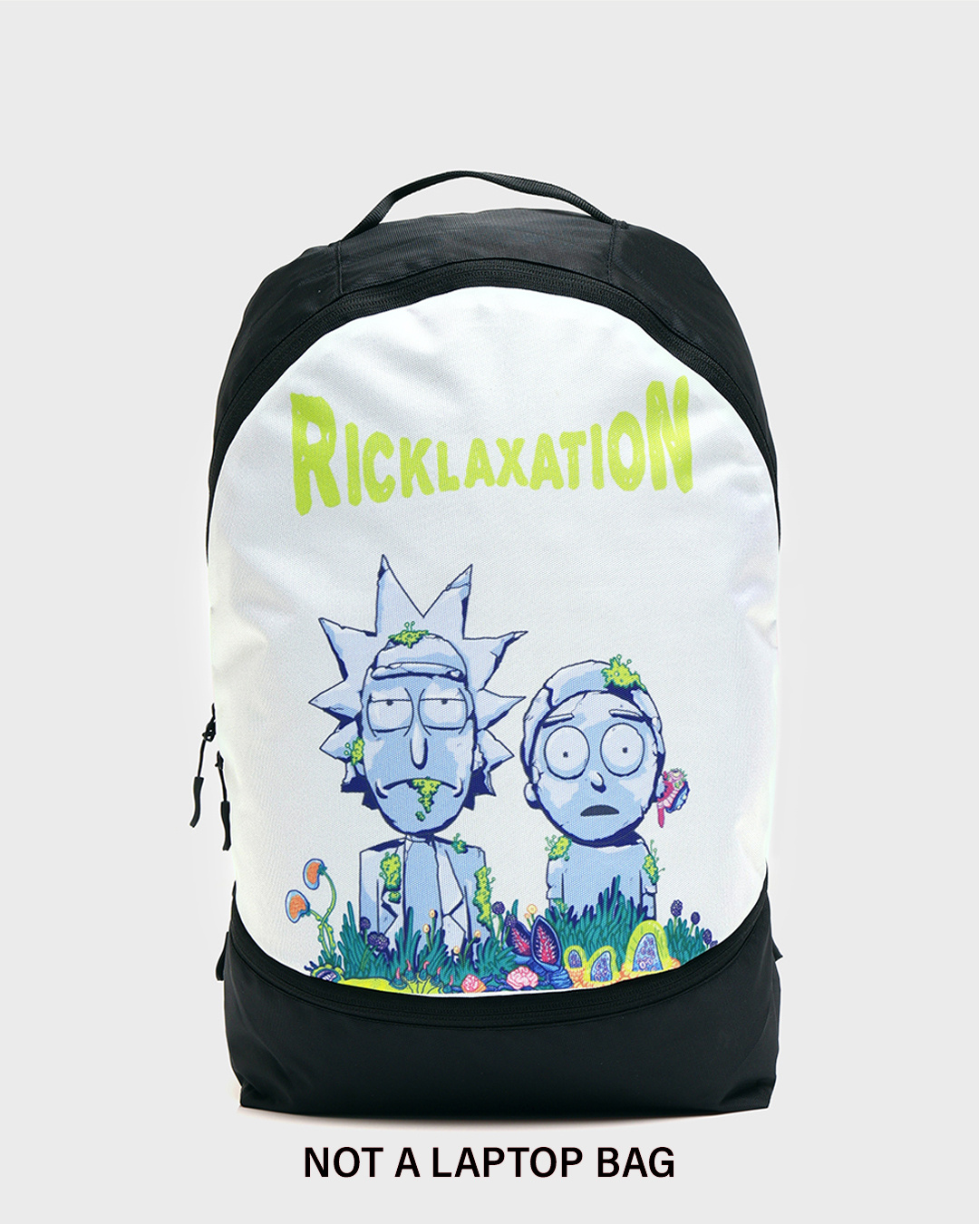 Buy Unisex Black Ricklaxation Printed Small Backpack Online in India at ...
