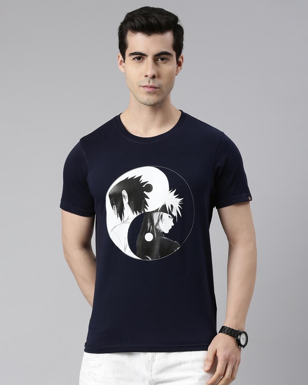 Buy Unisex Blue Demon's ying yang Graphic Printed Anime T-shirt Online ...