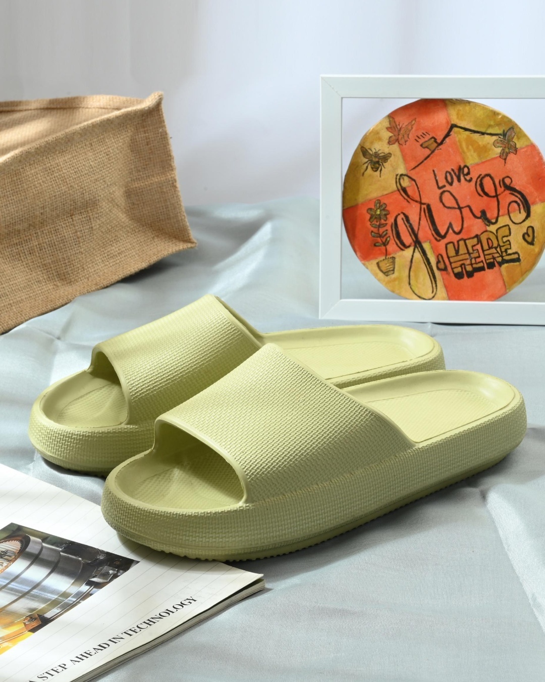 Buy Unisex Green Sliders Online in India at Bewakoof