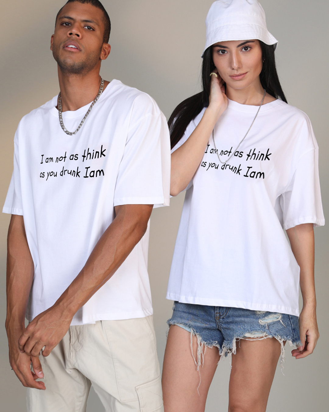 Buy Unisex White Typography Oversized T-shirt Online at Bewakoof