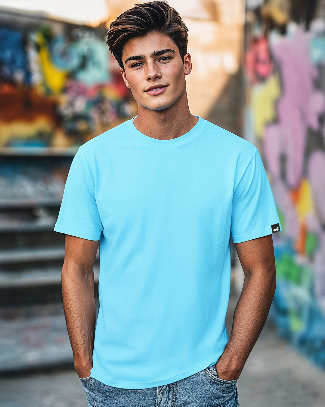 Buy Upbeat Blue Half Sleeve T-shirt Online at Bewakoof