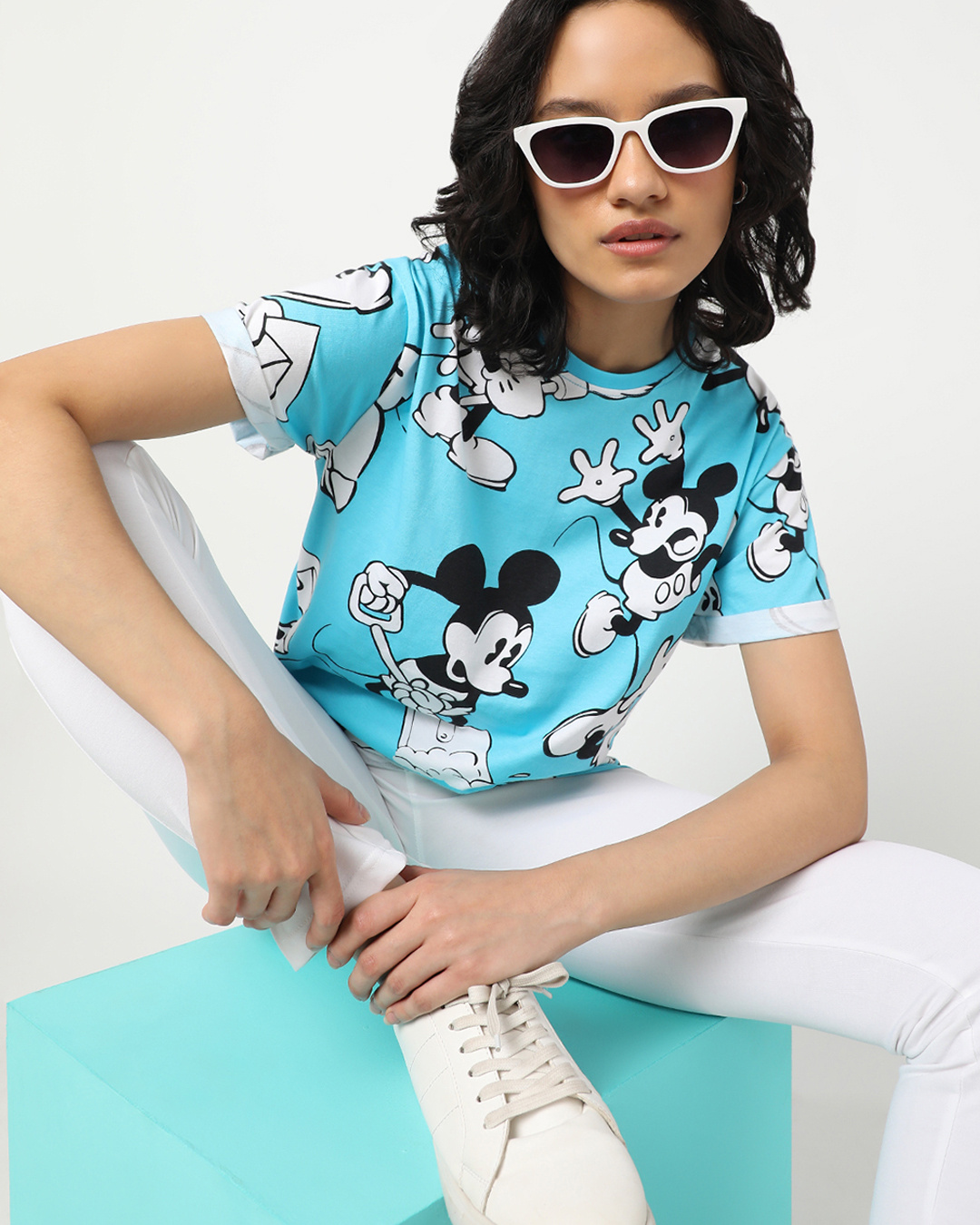 Buy Upbeat Blue Mickey AOP Half Sleeve T-shirt Online at Bewakoof