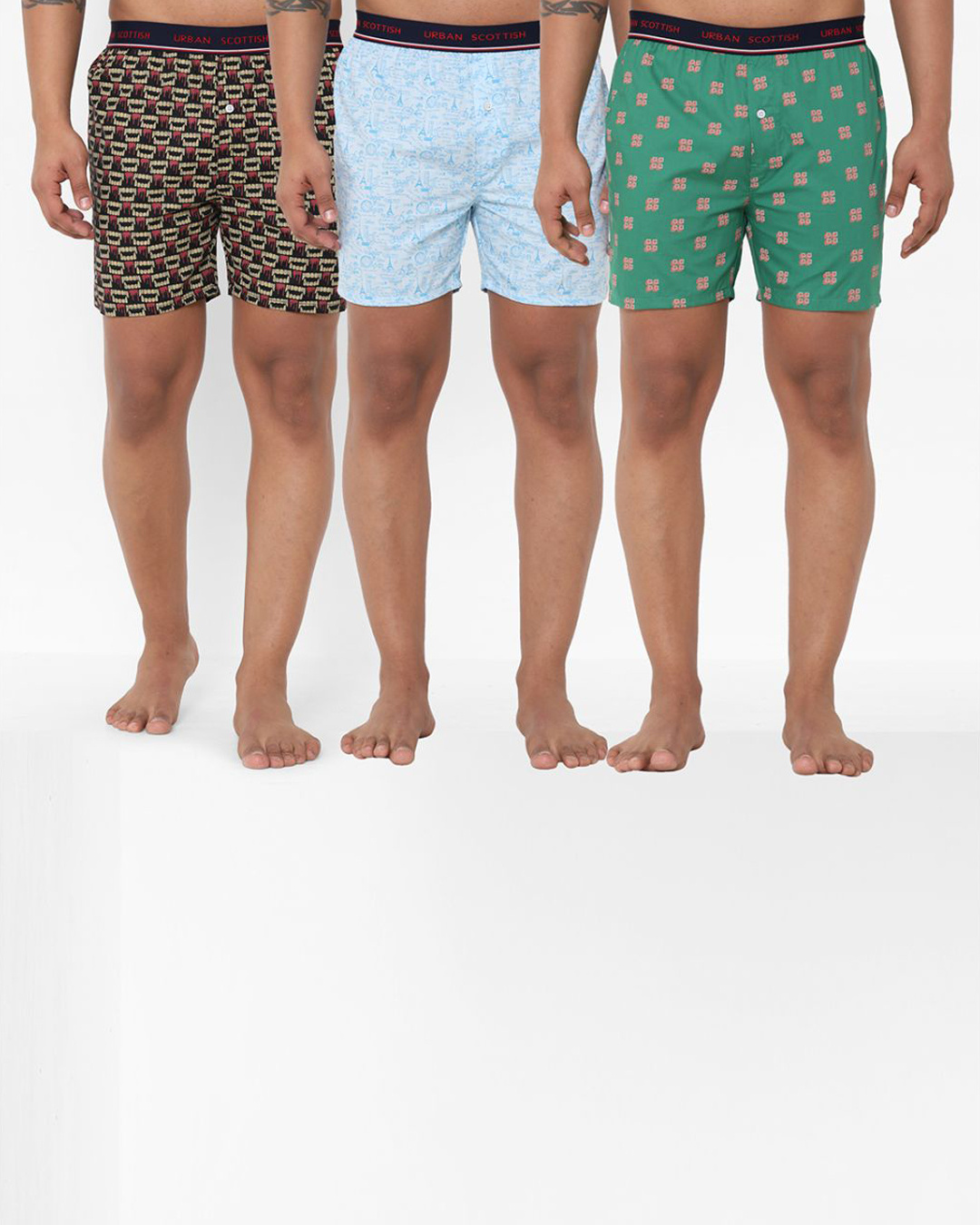 Buy Pack of 3 Men's Multicolor All Over Printed Boxers Online in India ...