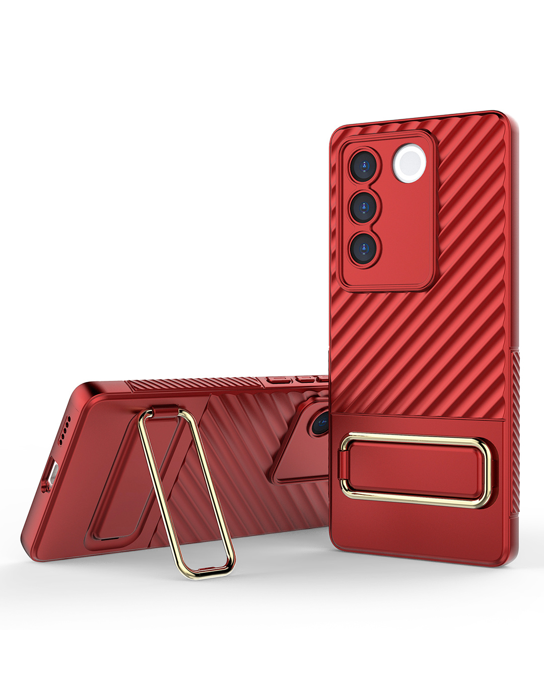 Buy Vivo V27 5G Red Back Cover With Gold Metal Kickstand Online in ...