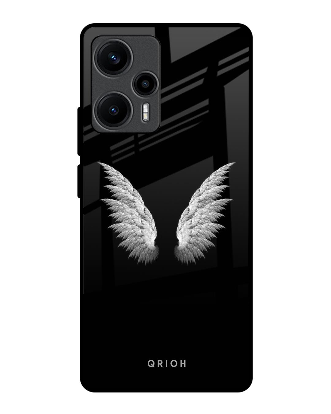 Buy White Angel Wings Premium Glass Case for Poco F5 5G (Shock Proof ...