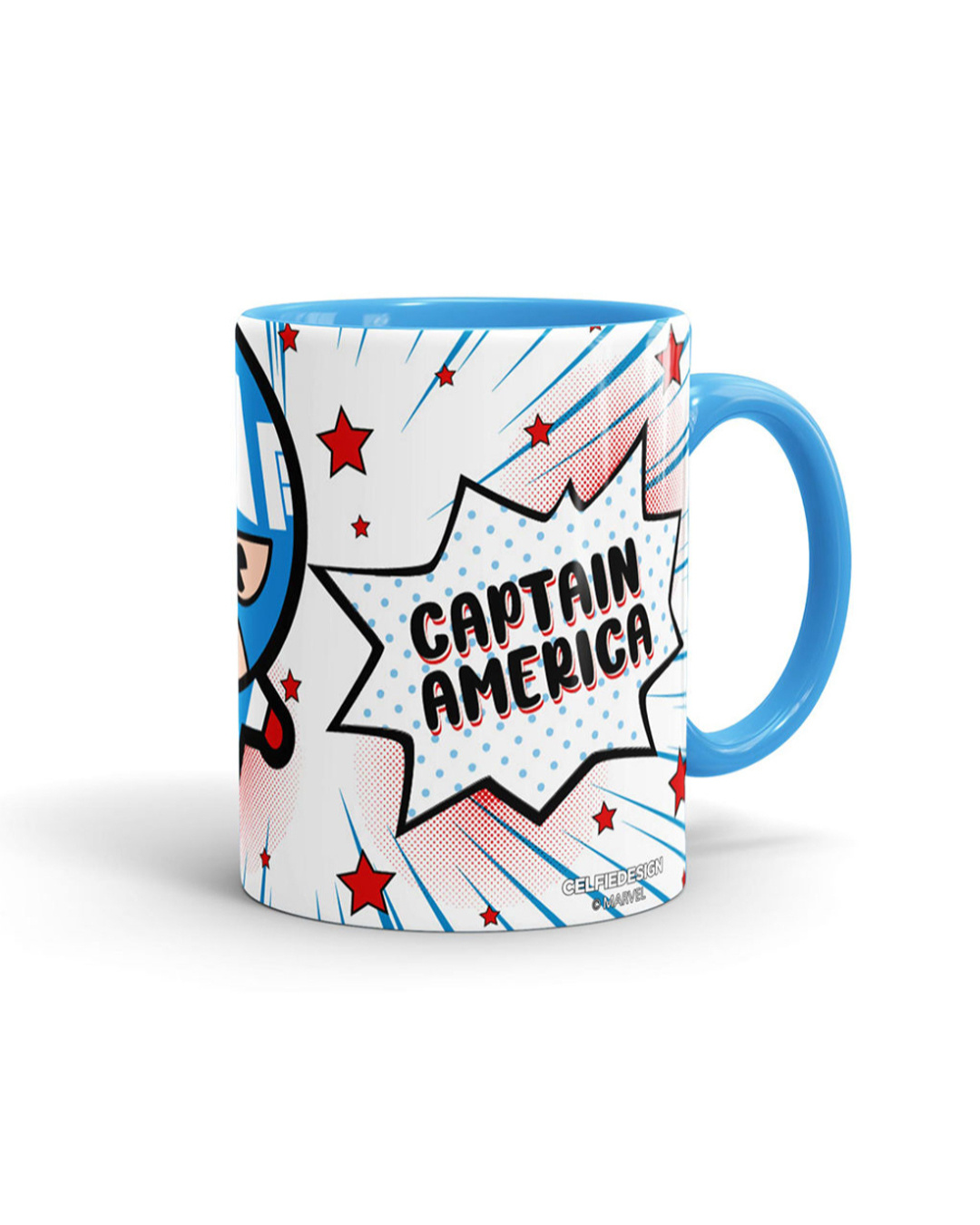 Buy White & Blue Captain America Kawaii Printed Ceramic Coffee Mug (320 ...