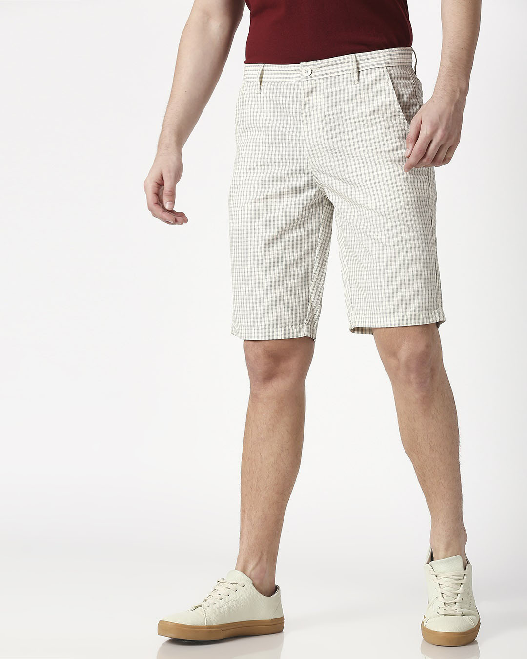 Buy White Checked Men's Shorts Online at Bewakoof