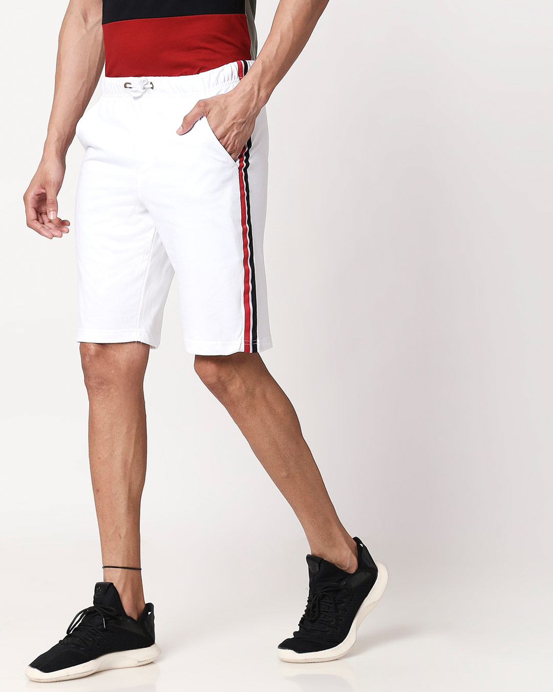 Buy White Men's Side Panel Shorts Online at Bewakoof