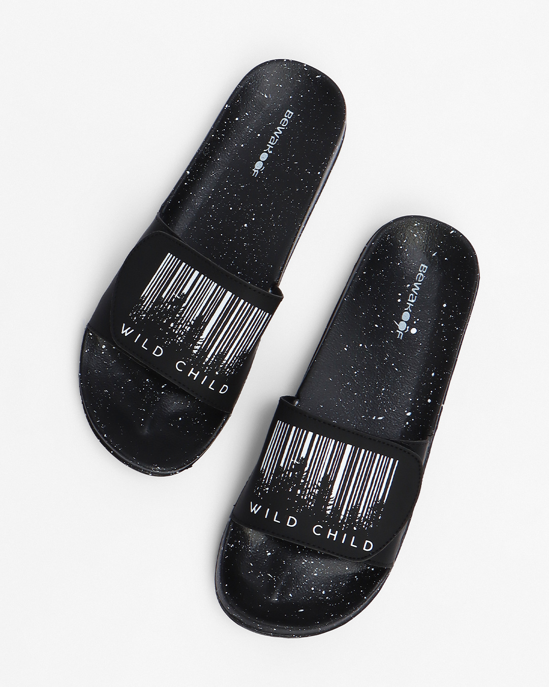 Buy Men's Black Wild Child Printed Sliders Online in India at Bewakoof