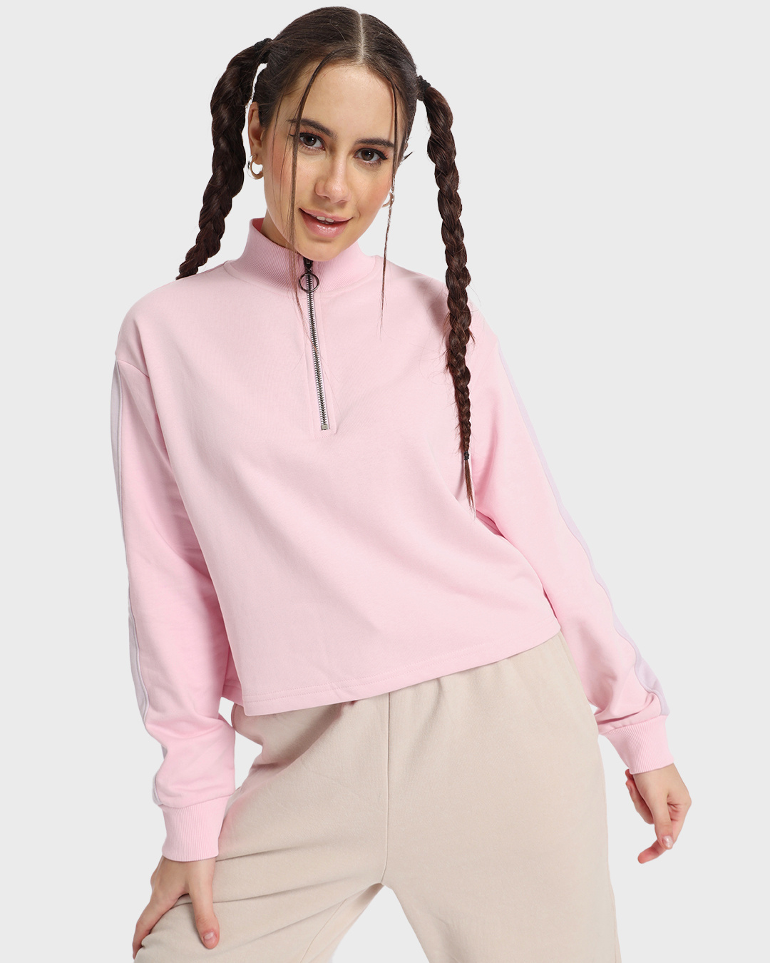 Buy Women's Pink Oversized Sweatshirt for Women Barely pink Online at ...