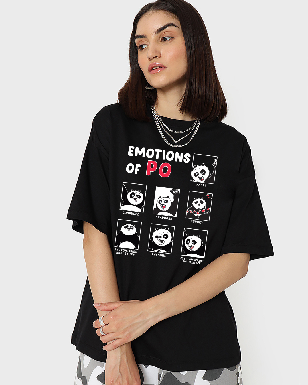 Buy Women's Black Emotions of PO Graphic Printed Oversized T-shirt ...
