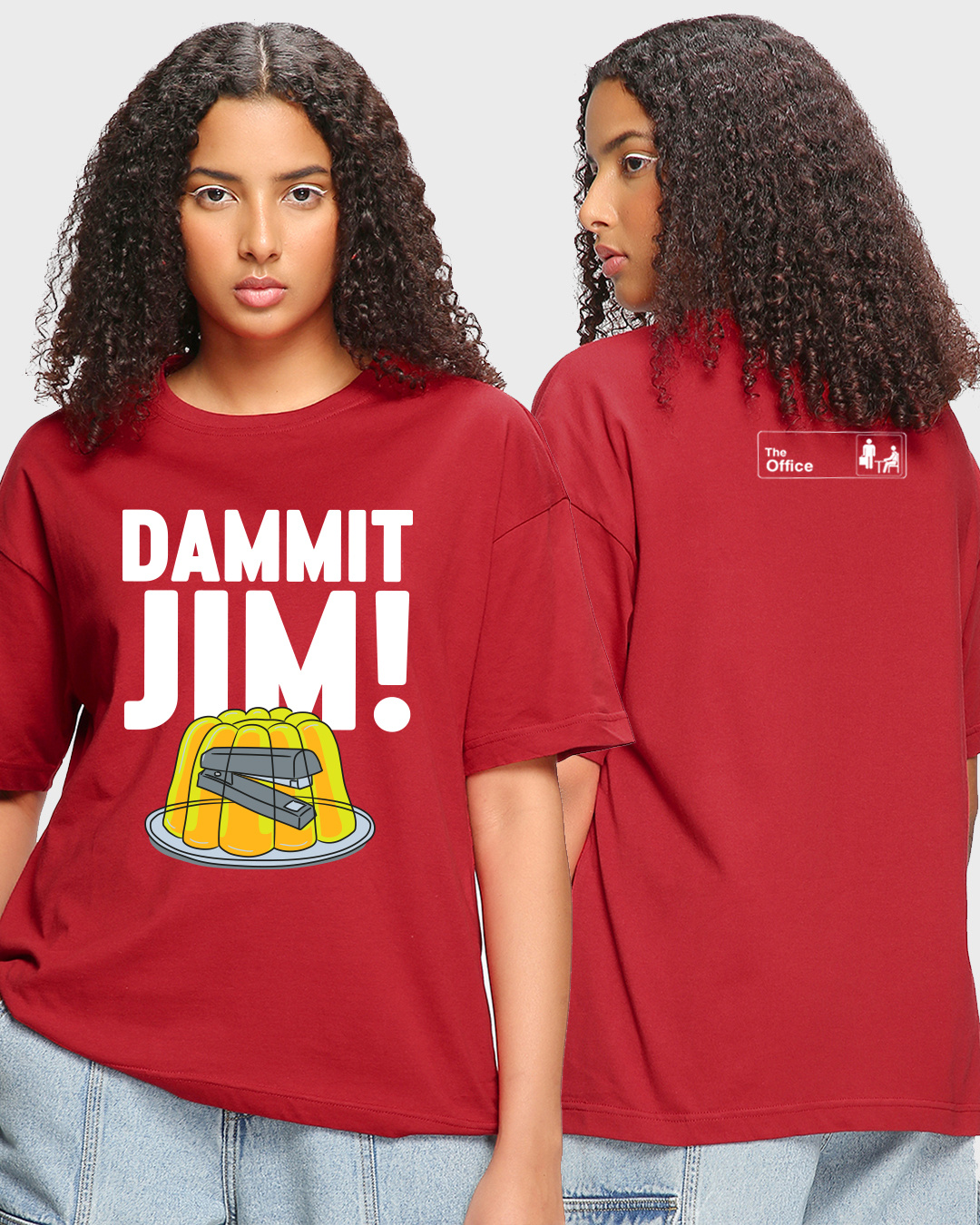 Buy Women's Red Dammit Jim Typography Oversized T-shirt Online at Bewakoof