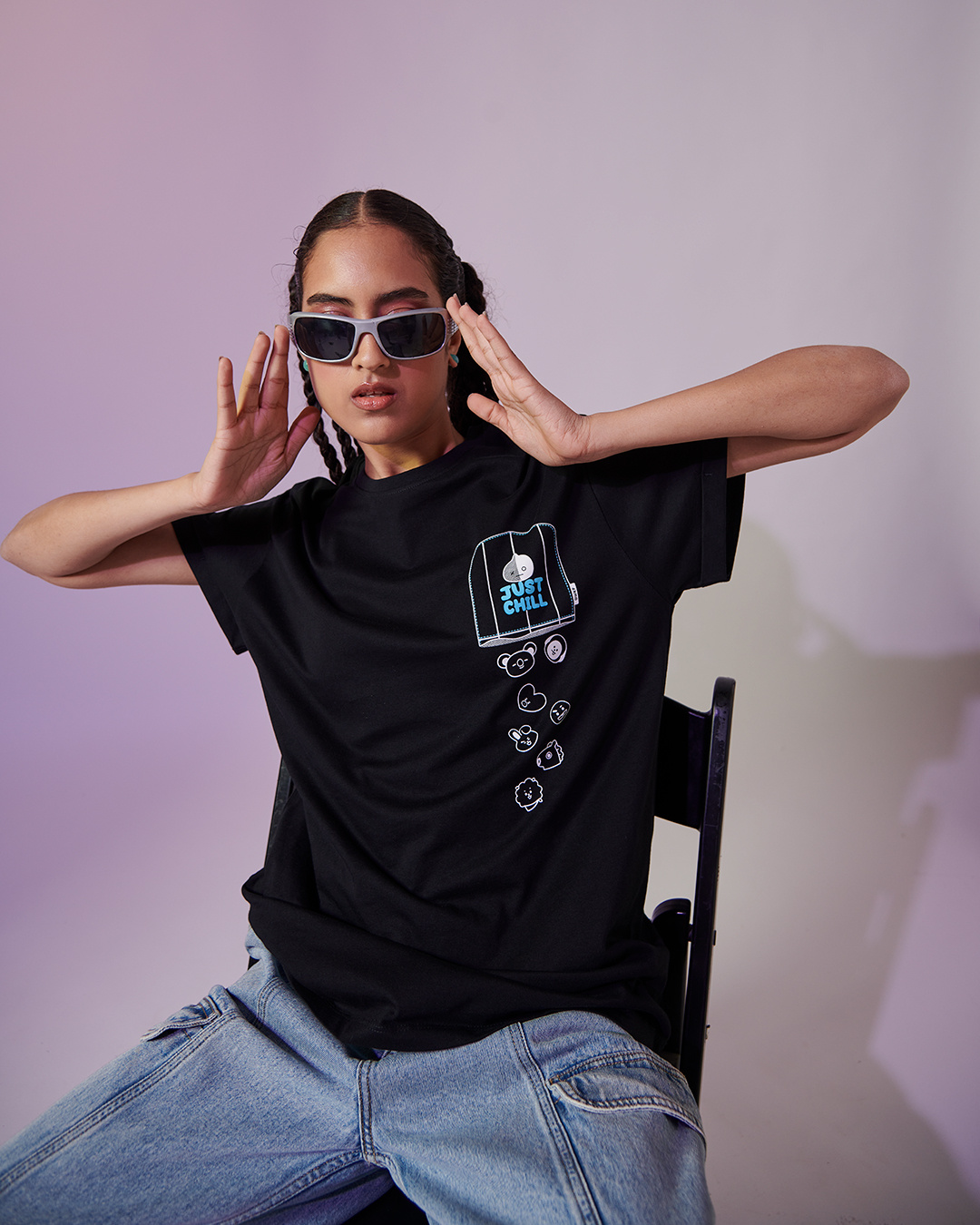 Buy Women's Black Just Chill Squad Graphic Printed Boyfriend T-shirt ...