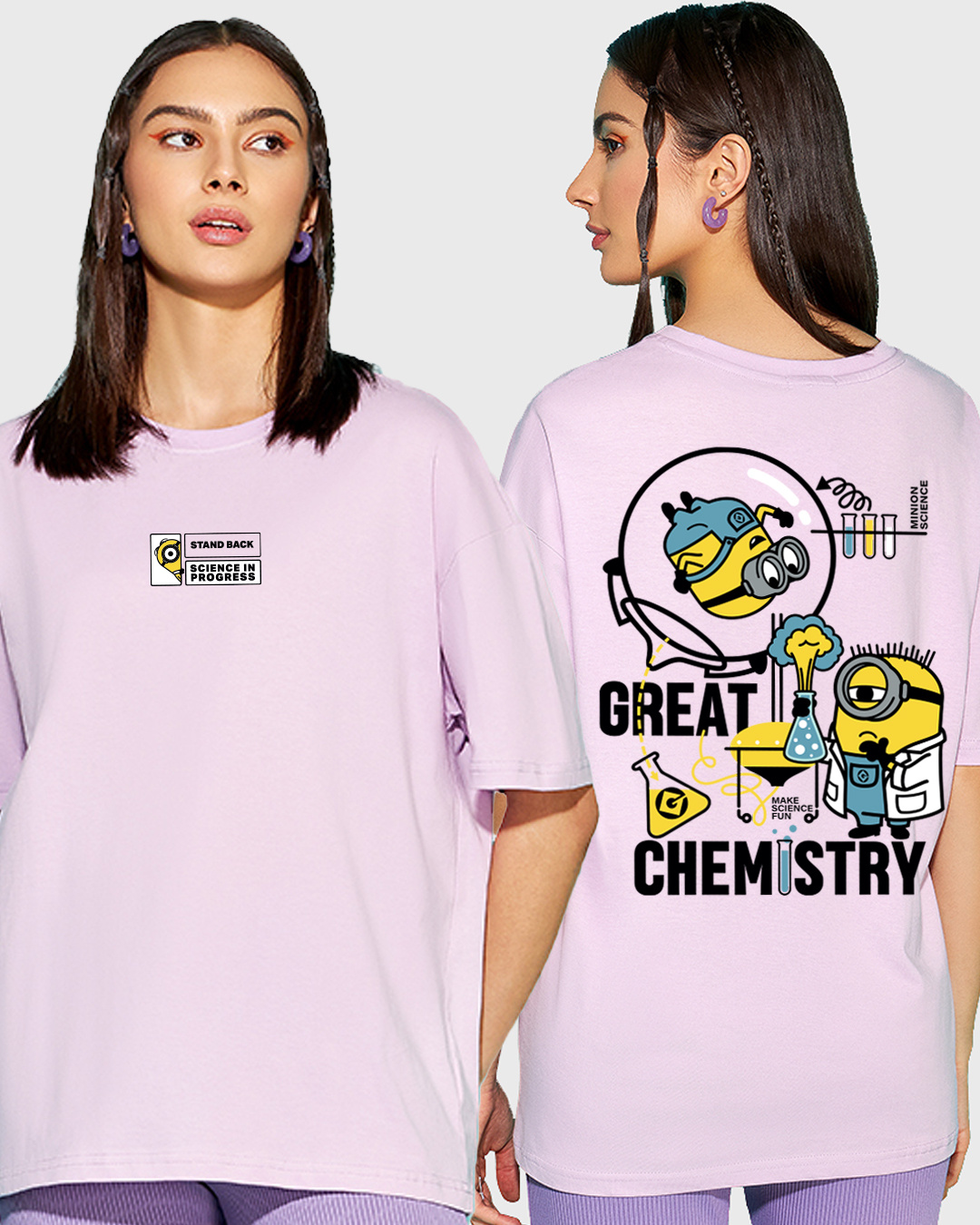 Buy Women's Purple Minions Great Chemistry Graphic Printed Oversized T ...