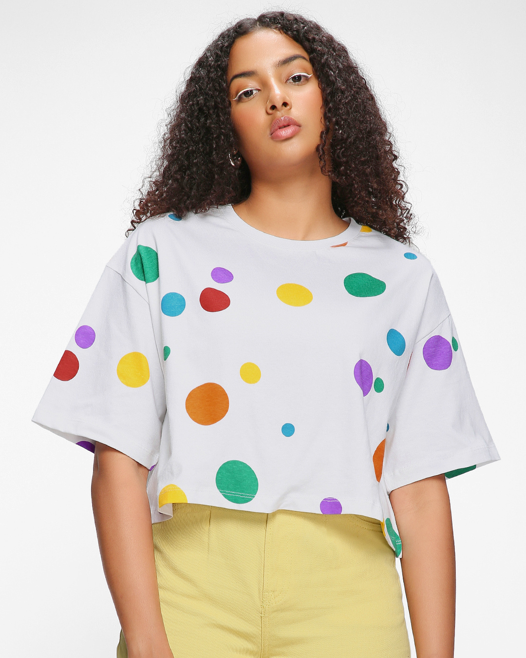Buy Women's White All Over Printed Oversized T-shirt Online at Bewakoof