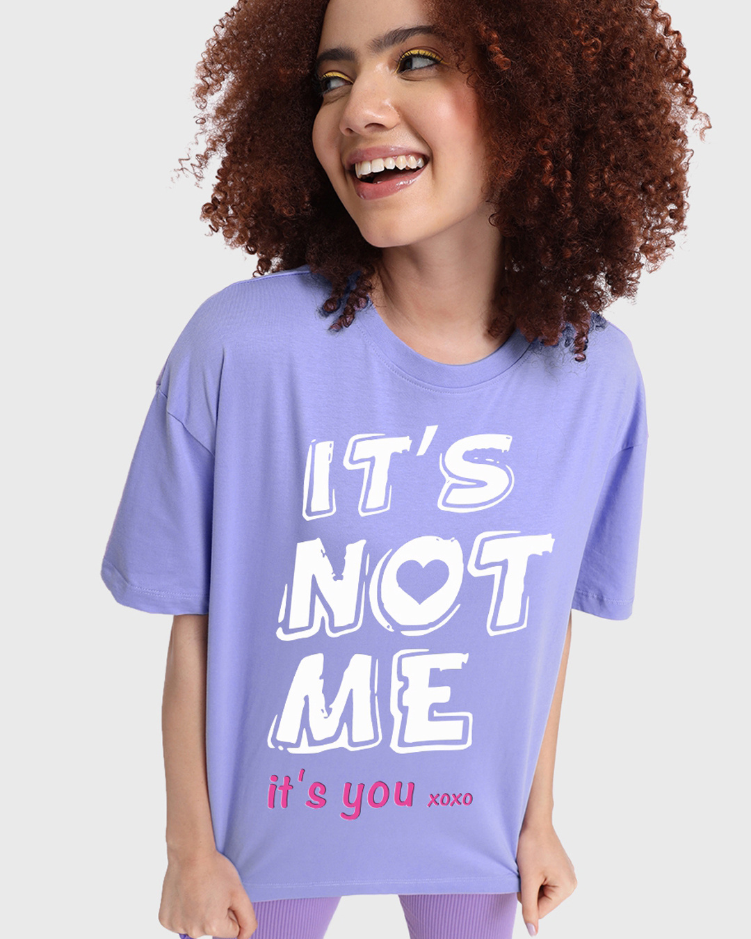 Buy Women's Baby Lavender Its Not Me Graphic Printed Oversized T-shirt ...