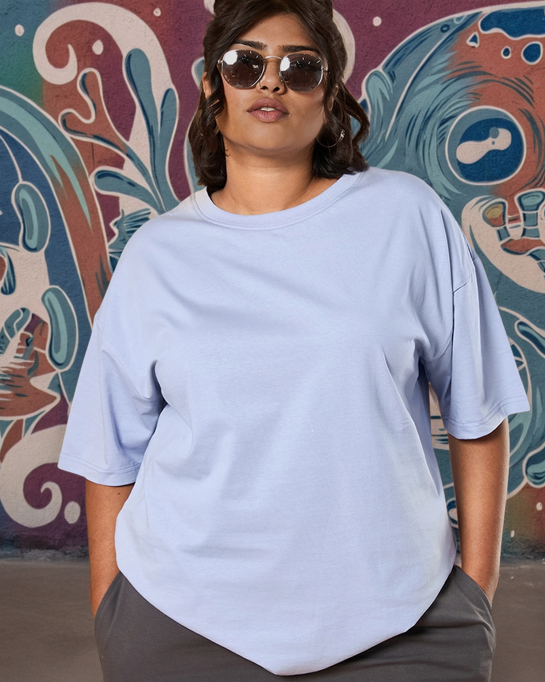 Buy Women's Baby Lavender Oversized Plus Size T-shirt Online at Bewakoof