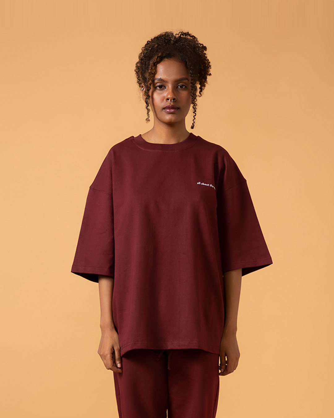 Buy Women's Barn Red Half Sleeves Oversized T-shirt Online at Bewakoof