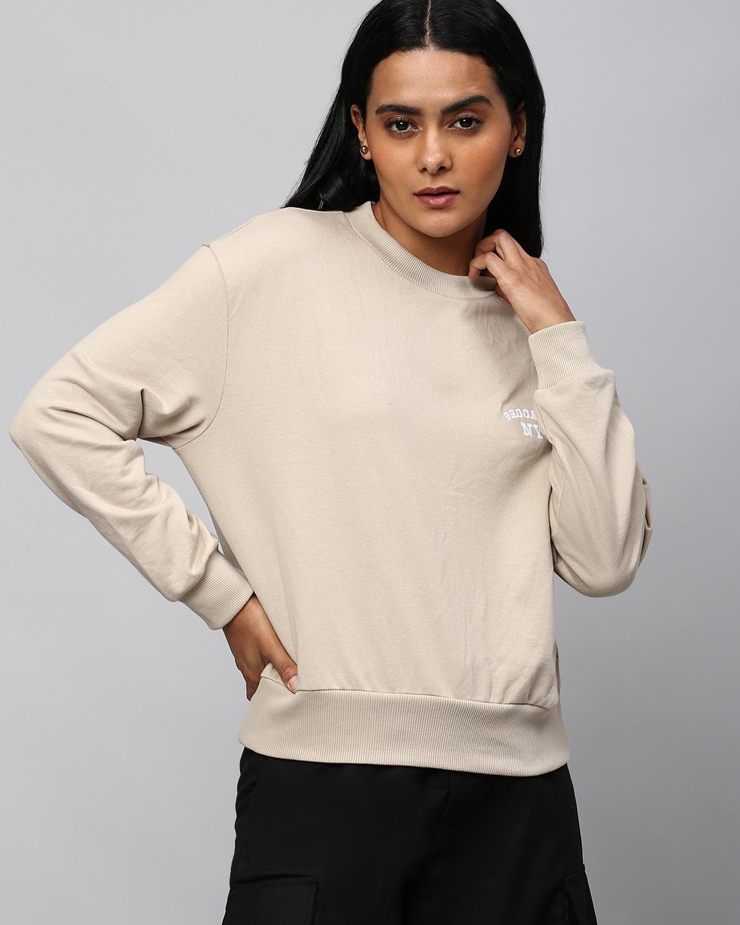Buy Women's Beige Sweatshirt Online at Bewakoof
