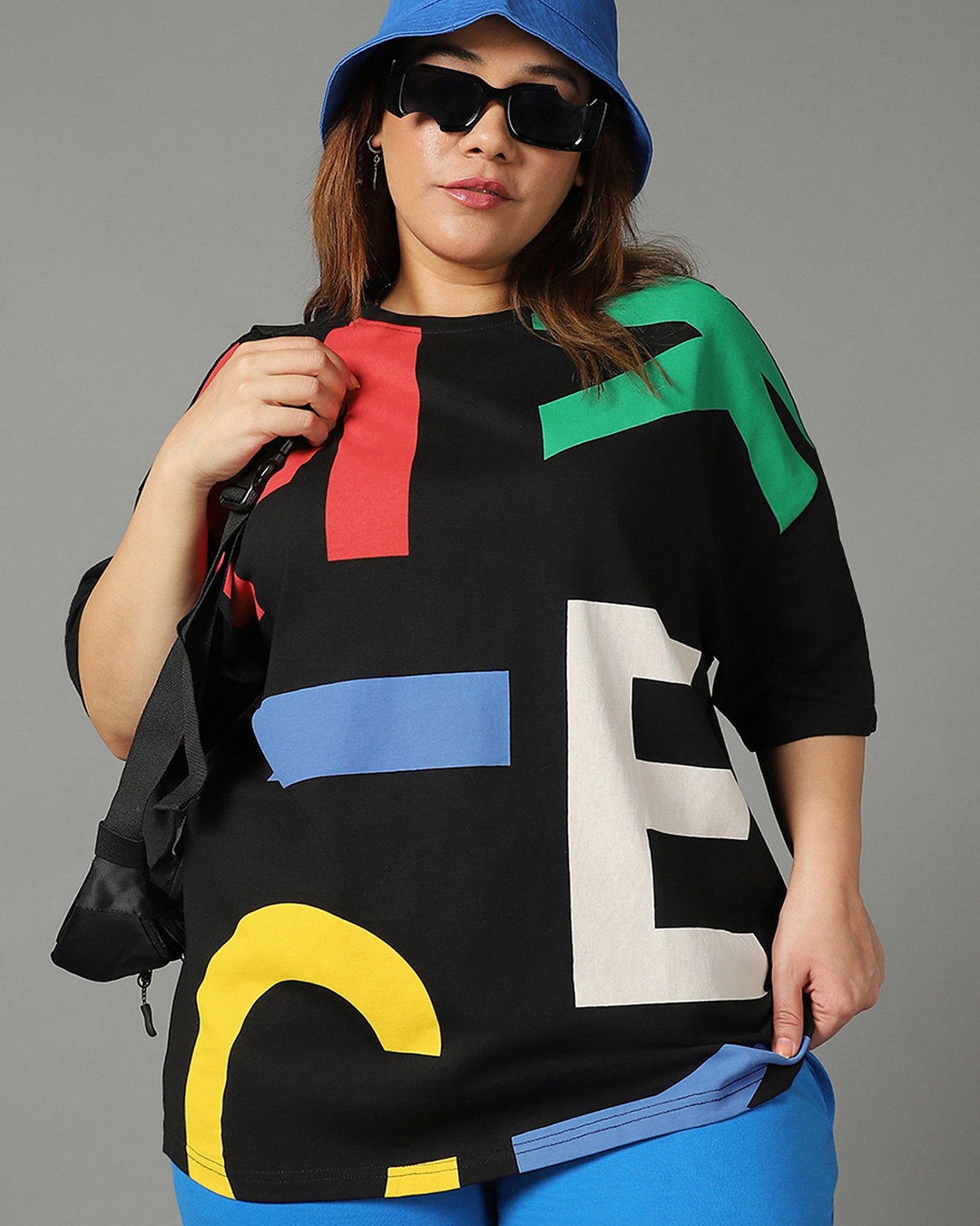 Buy Women's Black All Over Printed Oversized Plus Size T-shirt Online ...