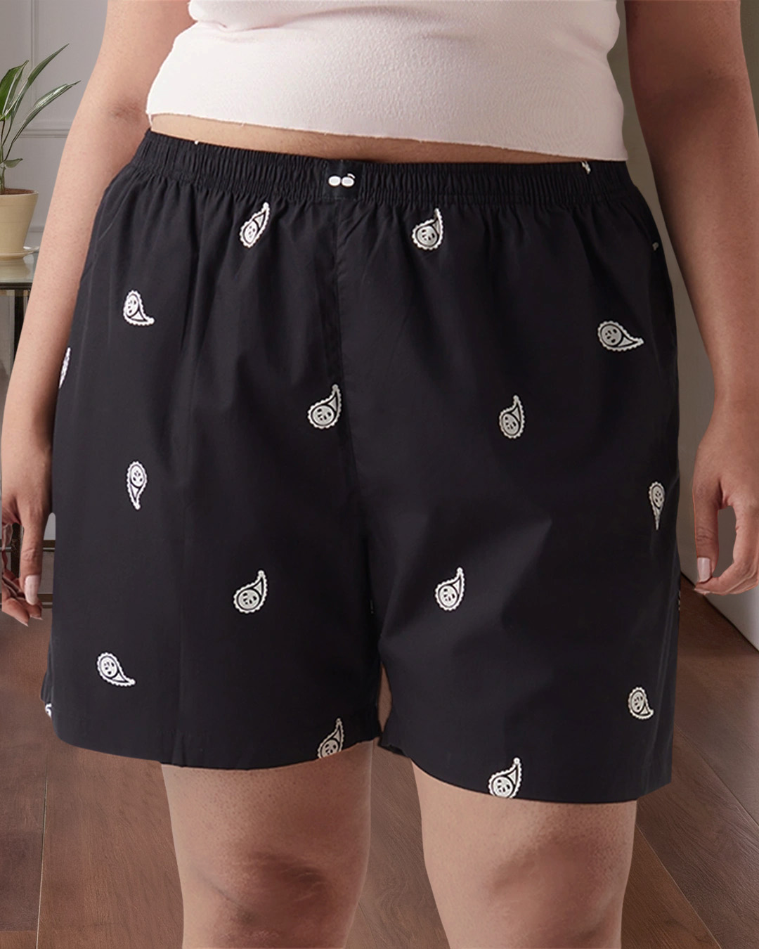 Buy Women's Black All Over Printed Plus Size Boxer Shorts Online at ...