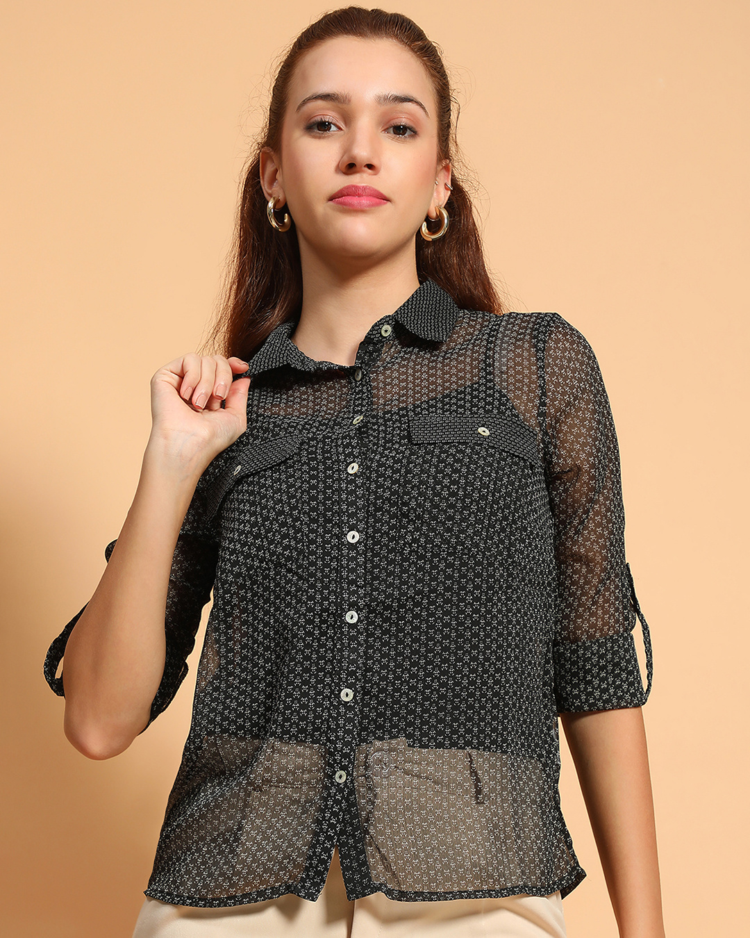 Buy Women's Black All Over Printed Shirt Online at Bewakoof