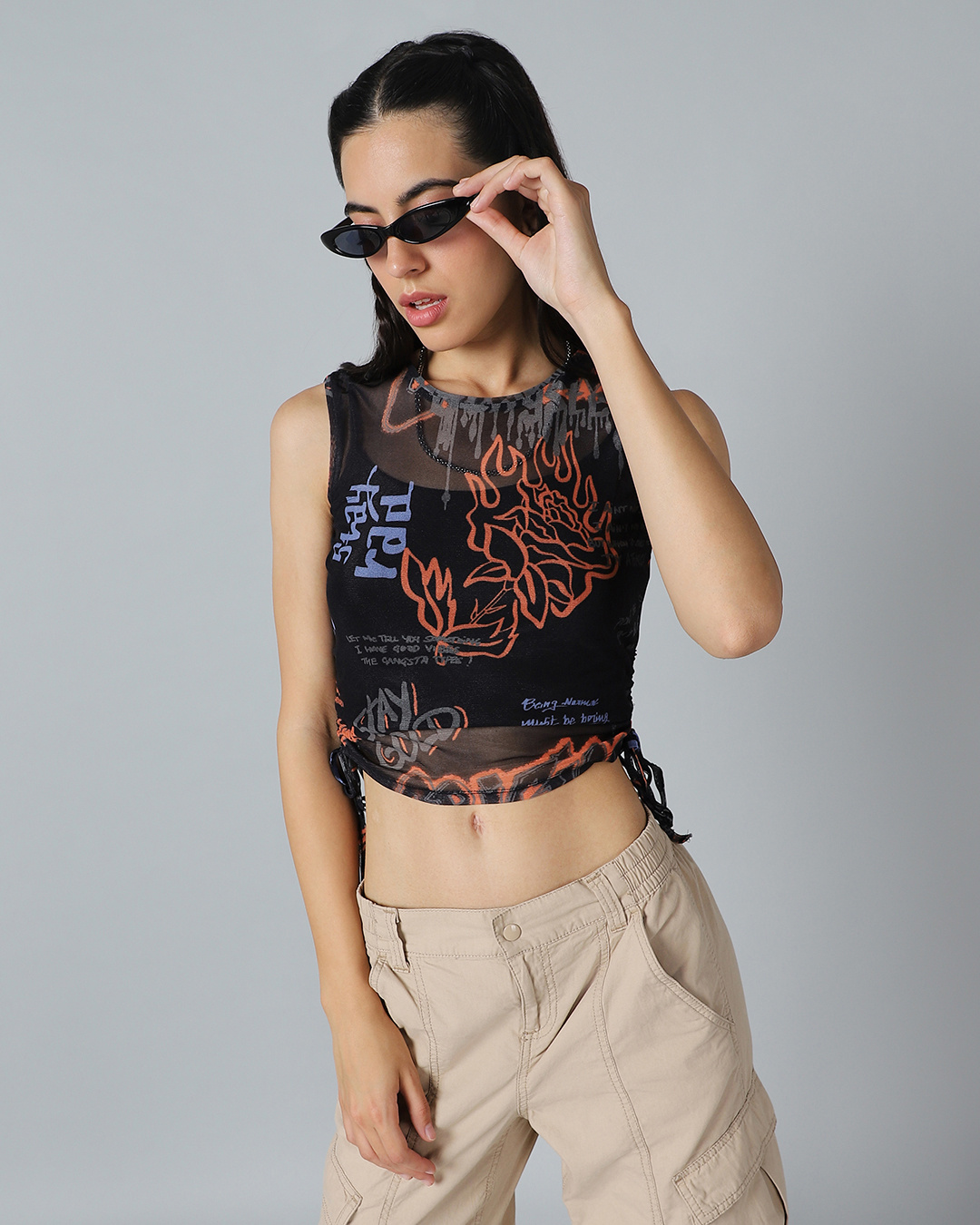 Buy Women's Black All Over Printed Slim Fit Short Top Online at Bewakoof Buy Women's Black All Over Printed Slim Fit Short Top Online at Bewakoof