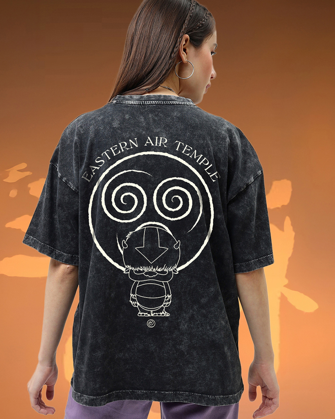 Buy Women's Black Appa Eastern Air Temple Graphic Printed Oversized ...