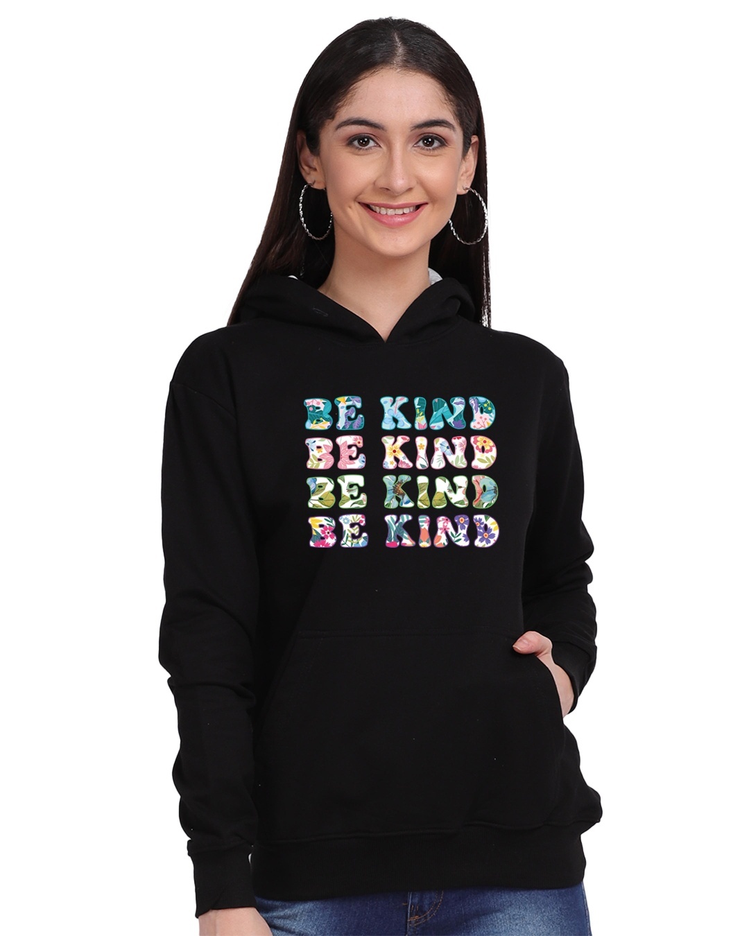 Buy Women's Black Be Kind Typography Hoodie Online at Bewakoof