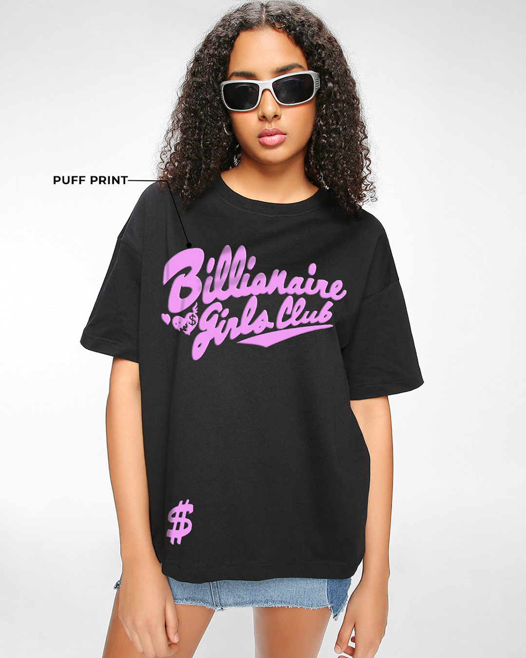 Buy Women's Black Billionaire Girls Club Graphic Printed Oversized T ...