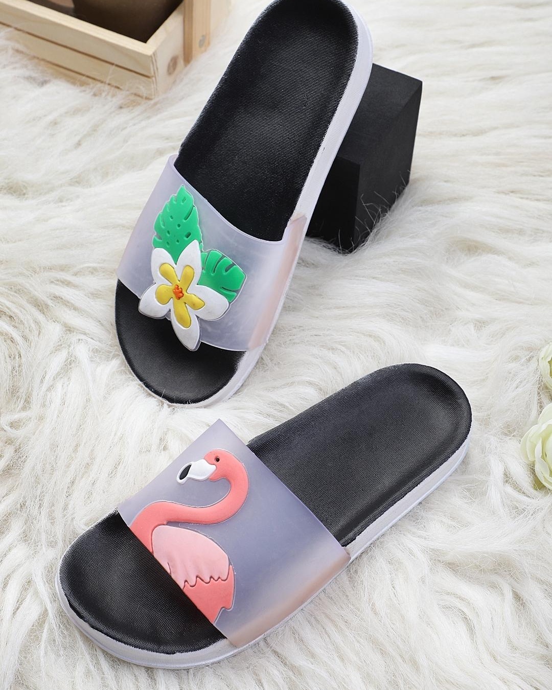 Buy Women's Black Bird Sliders Online in India at Bewakoof